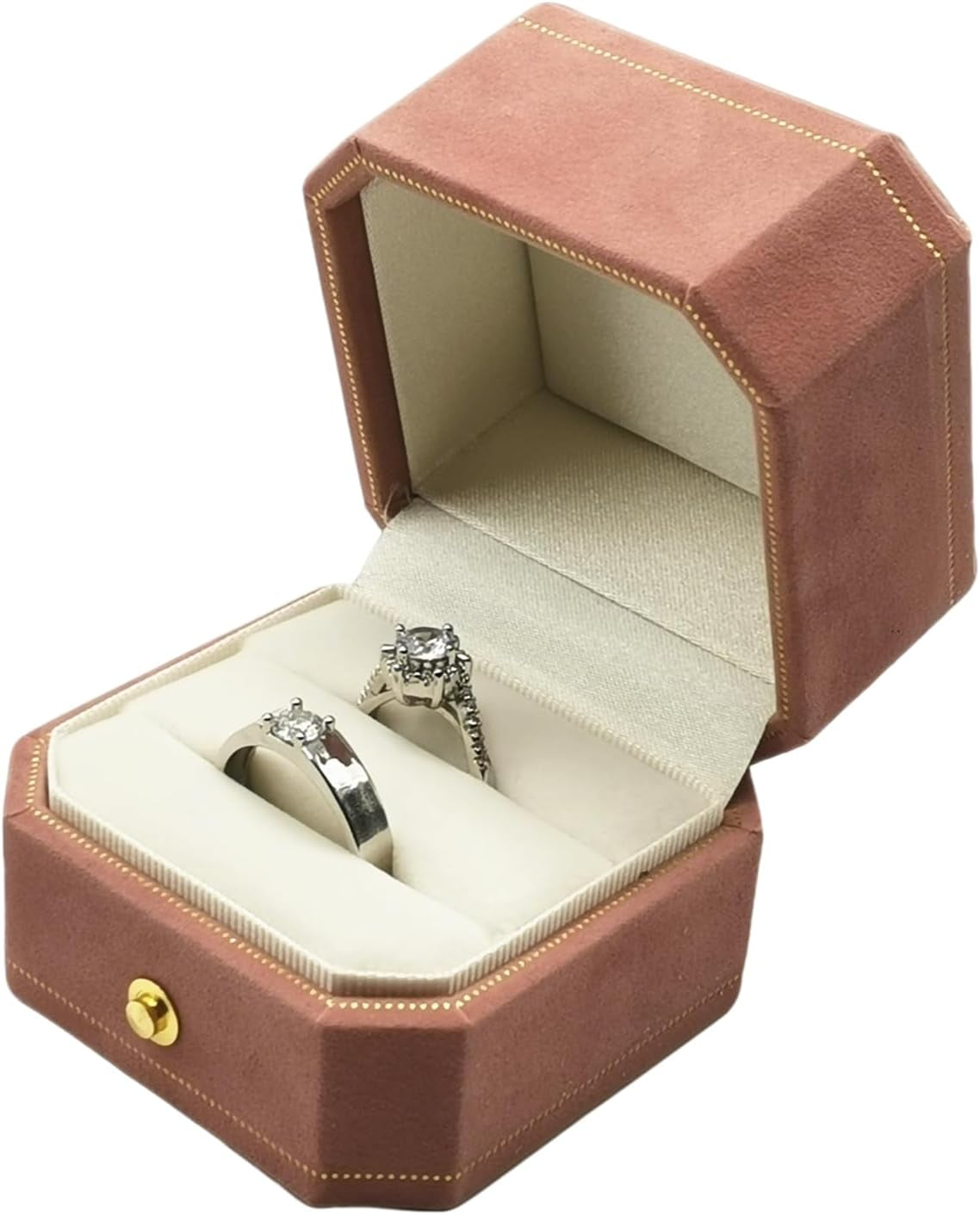 Bybiment Velvet Wedding Box Octagon 2 Slots Engagement Boxes with ...