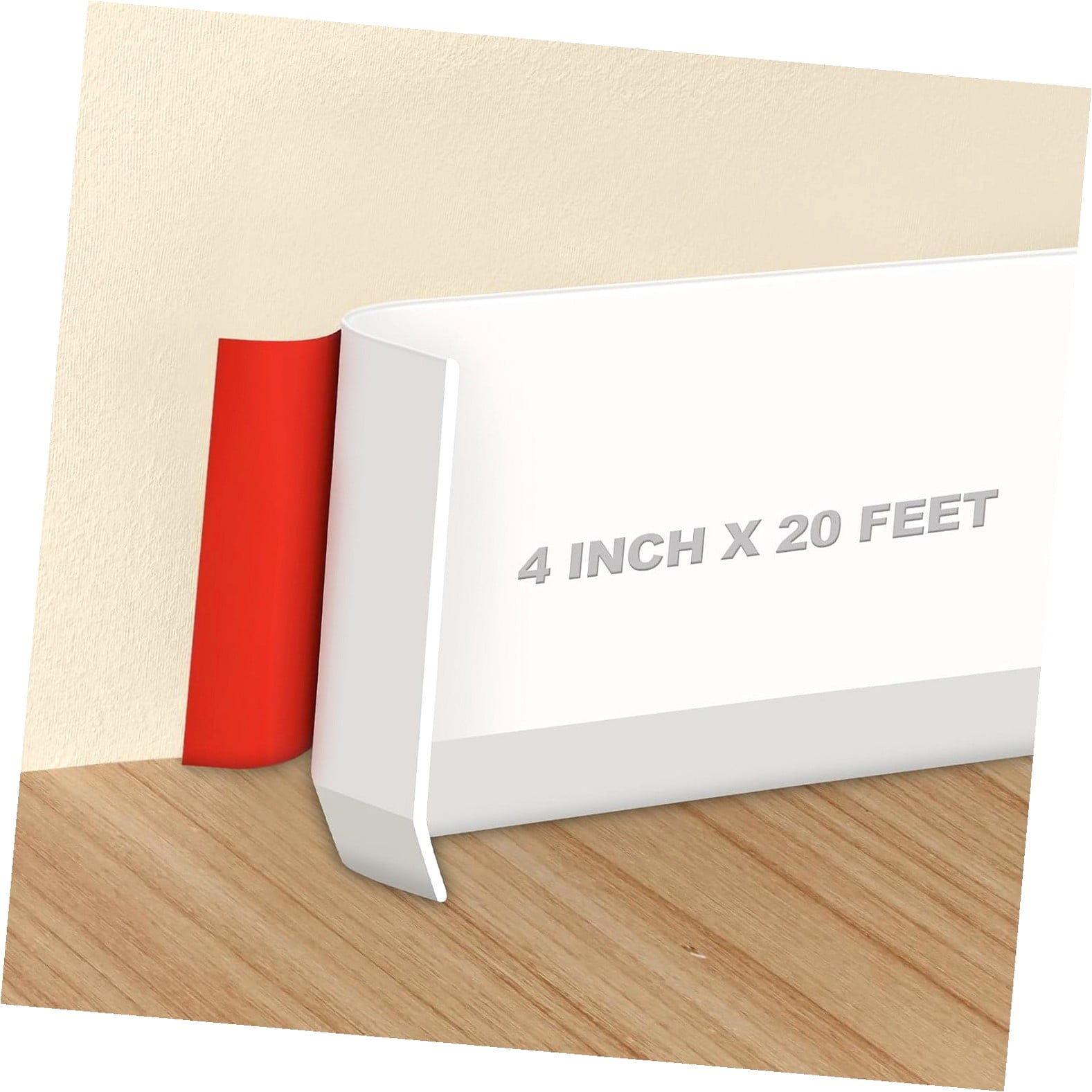 Bybiment Wall Baseboard 4 Inch 40 Feet, Flexible Self-Adhesive Rubber ...