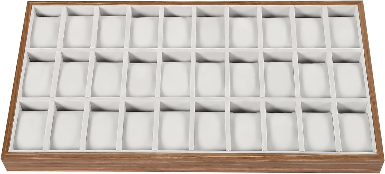 Bybiment Watch Display Tray 30 Grids Jewelry Tray Organizer Flannel ...