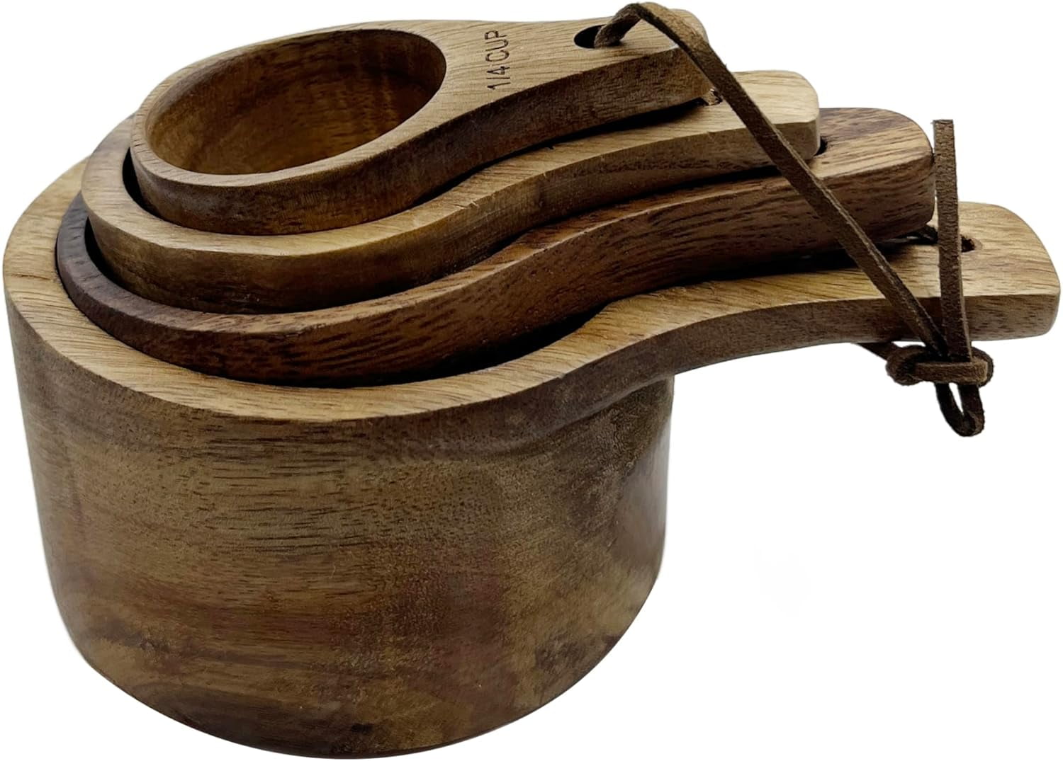 Bybiment Wooden Measuring Cups Set of 4 Wood Coffee Scoops Measure ...