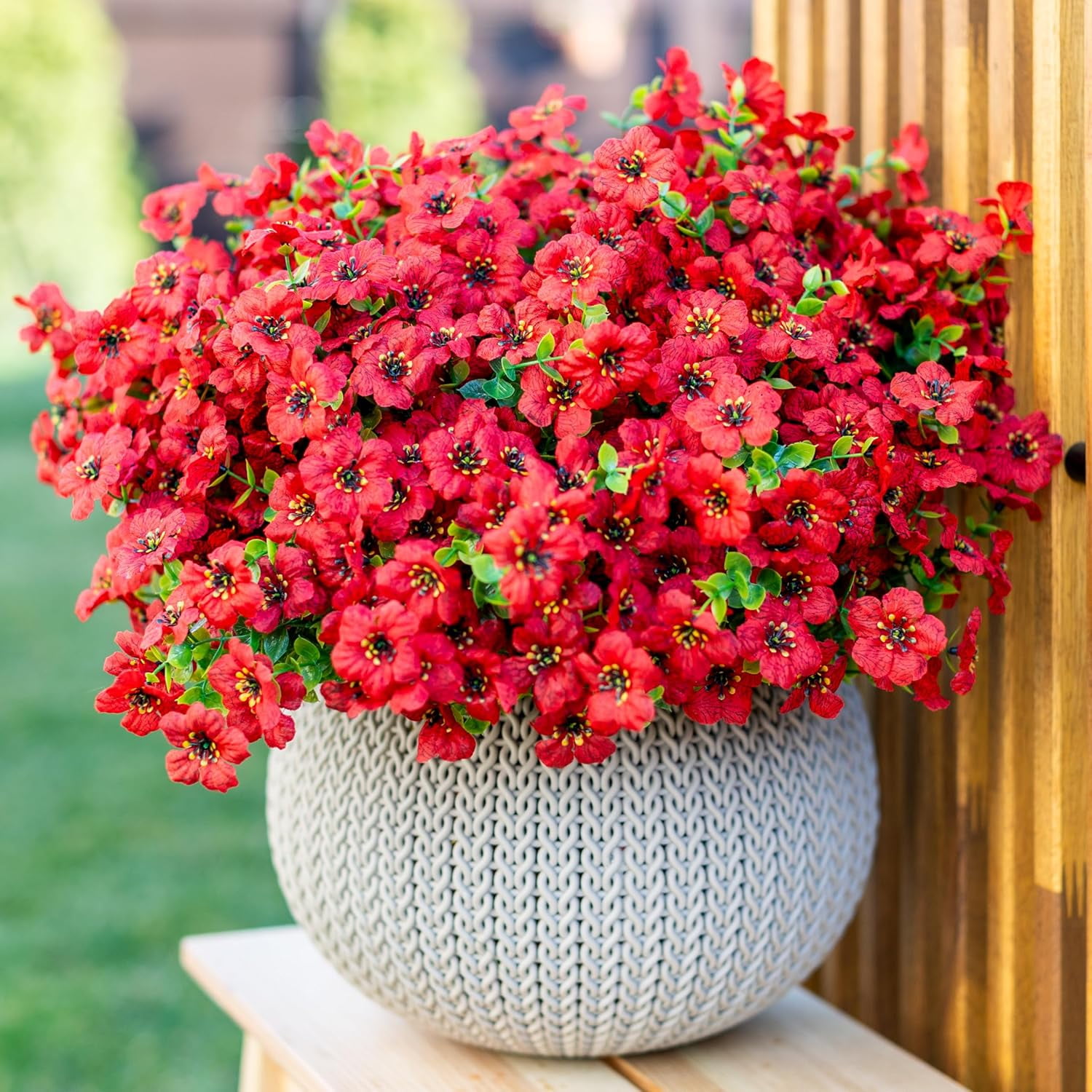 Bybiment for Outdoors Fake 16 Bundles Faux Outside Greenery Boxwood No Fade Plastic Shrubs Fall ...