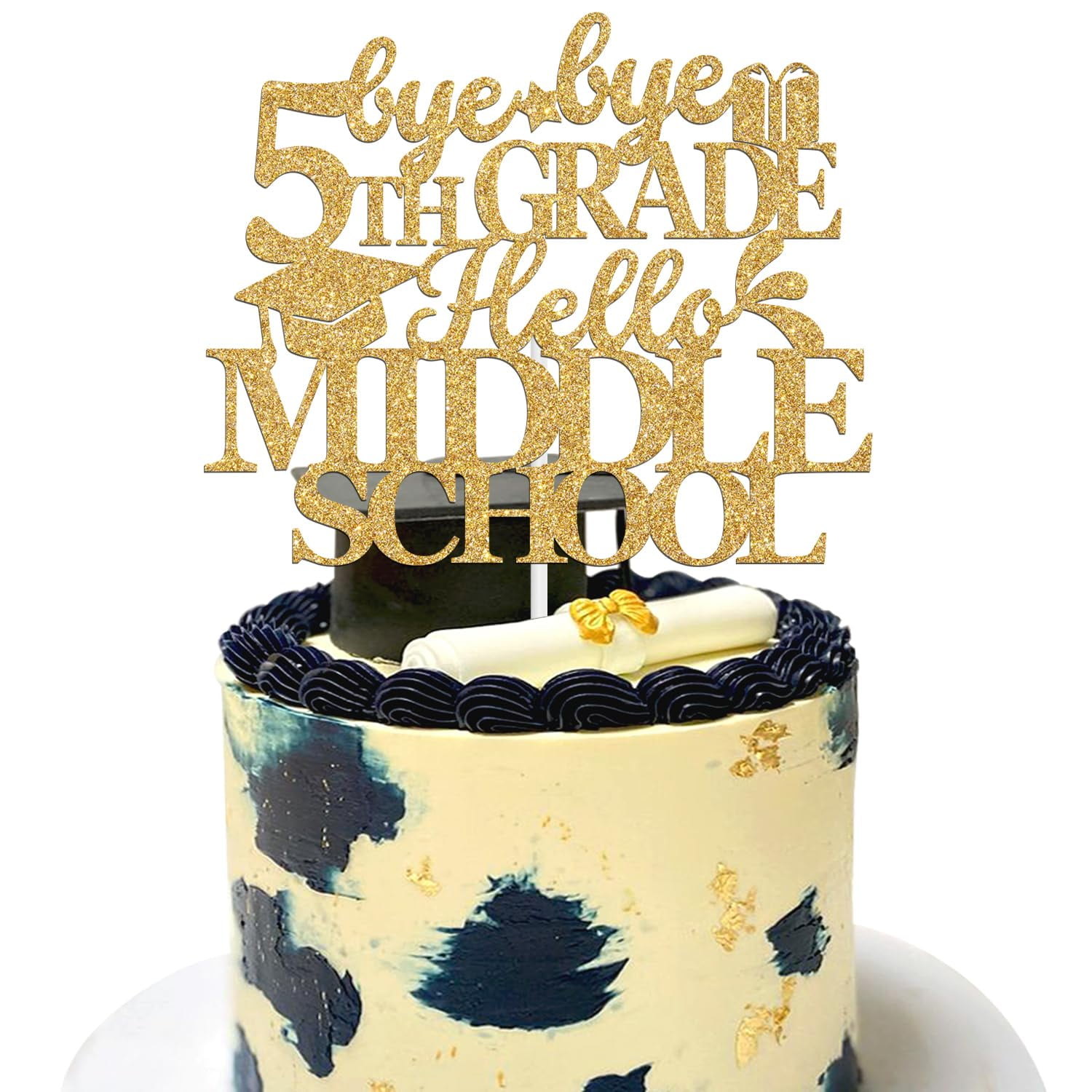Bye Bye 5th Grade Hello Middle BSL1 School Cake Topper, Congrats 5th ...