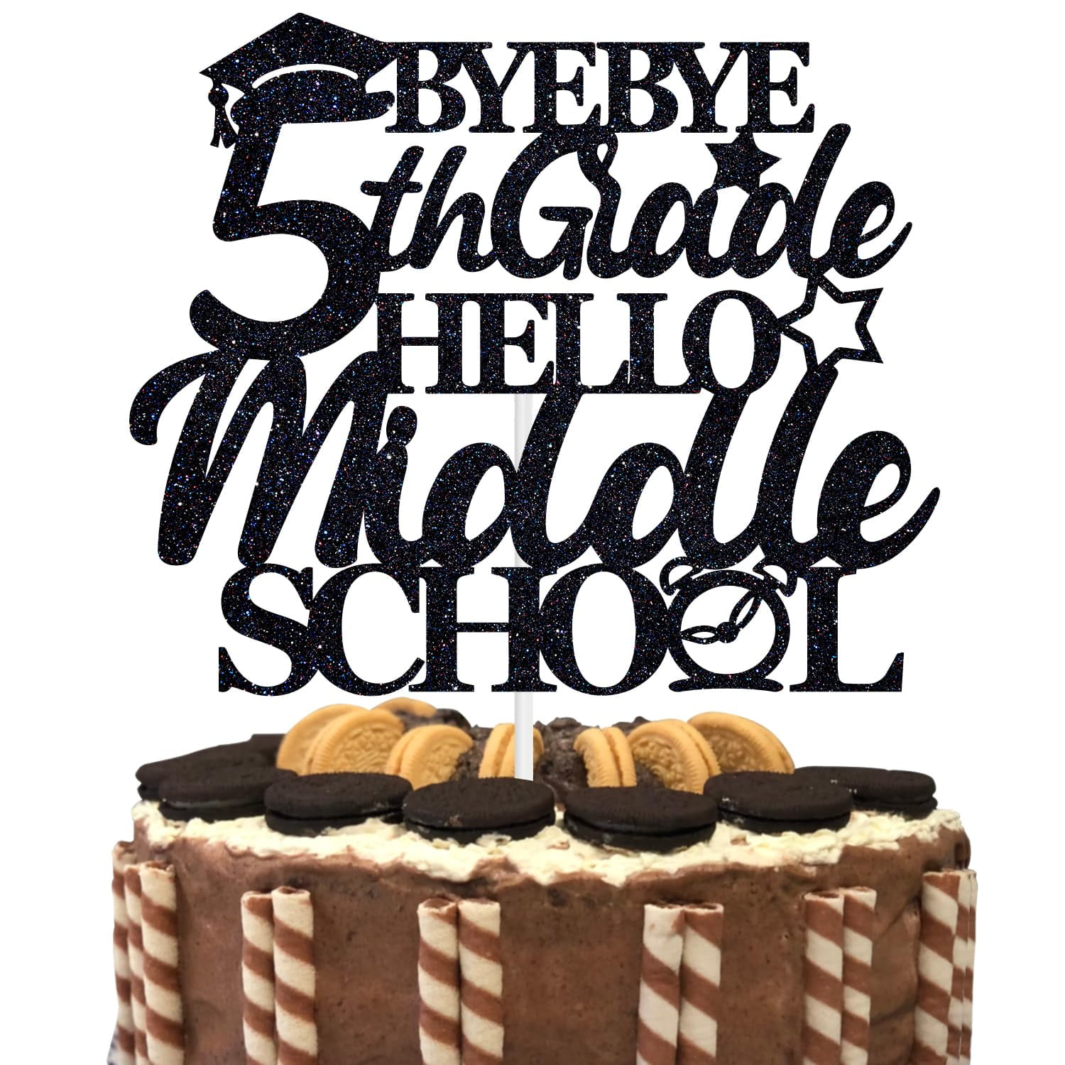 Bye Bye 5th Grade Hello Middle RST1 School Cake Topper, Next Stop ...