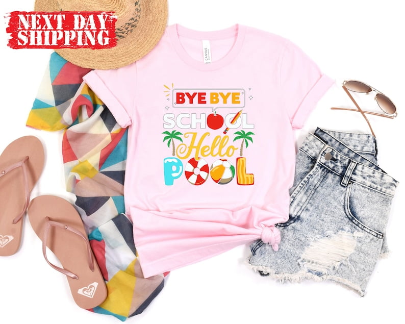 Bye Bye School Hello Pool Shirt, Summer Vacation Shirt For Kids, Son ...