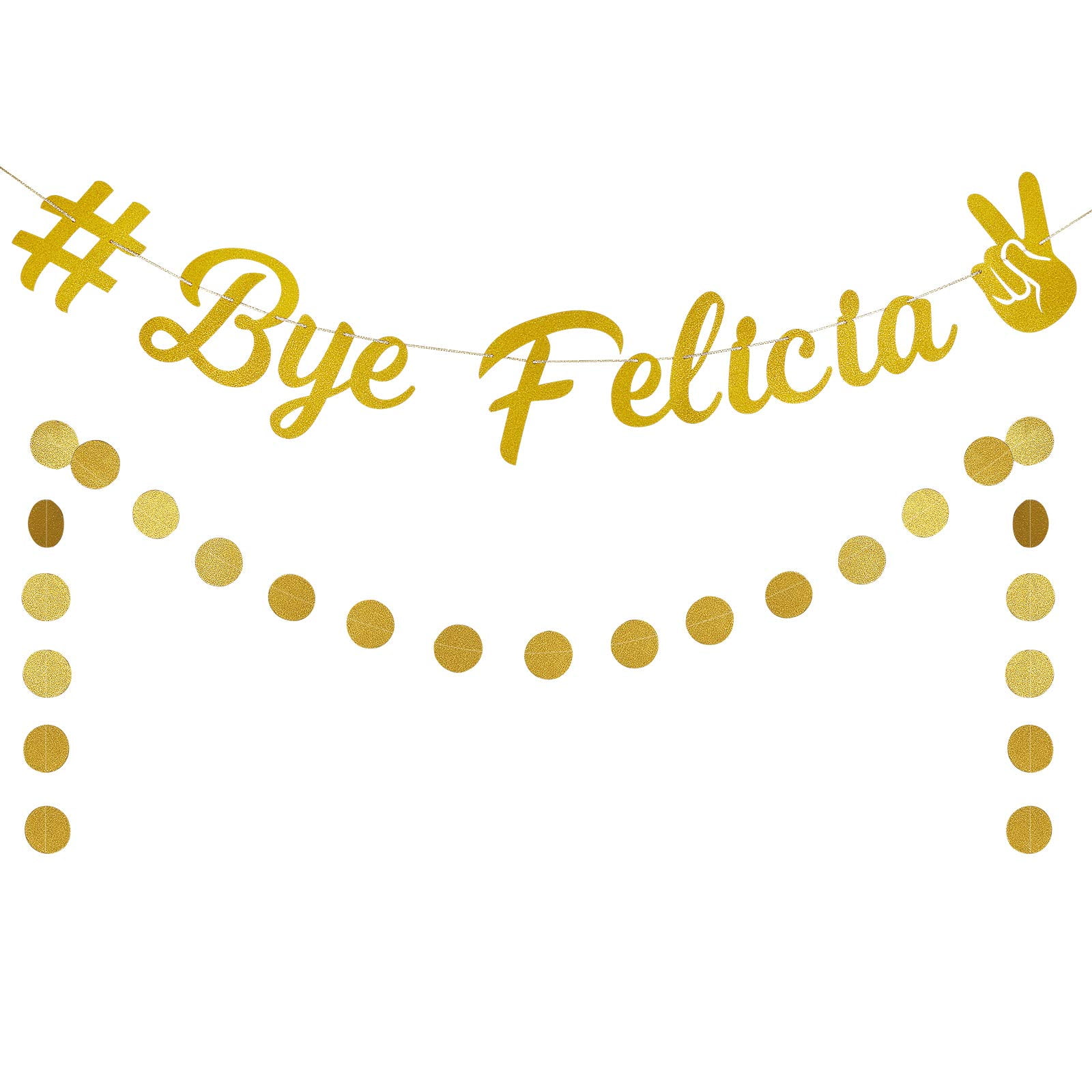 Bye Felicia Banner Gold Glitter, Going Away Party Banner Decorations ...