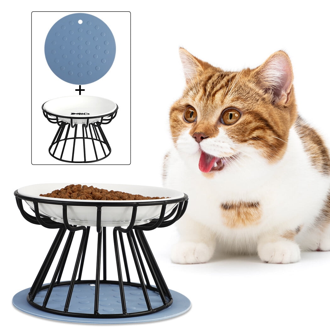 Byepica 3PCS Cat Plate Set, Ceramic Plate with Plate Stand& Non-Slip ...