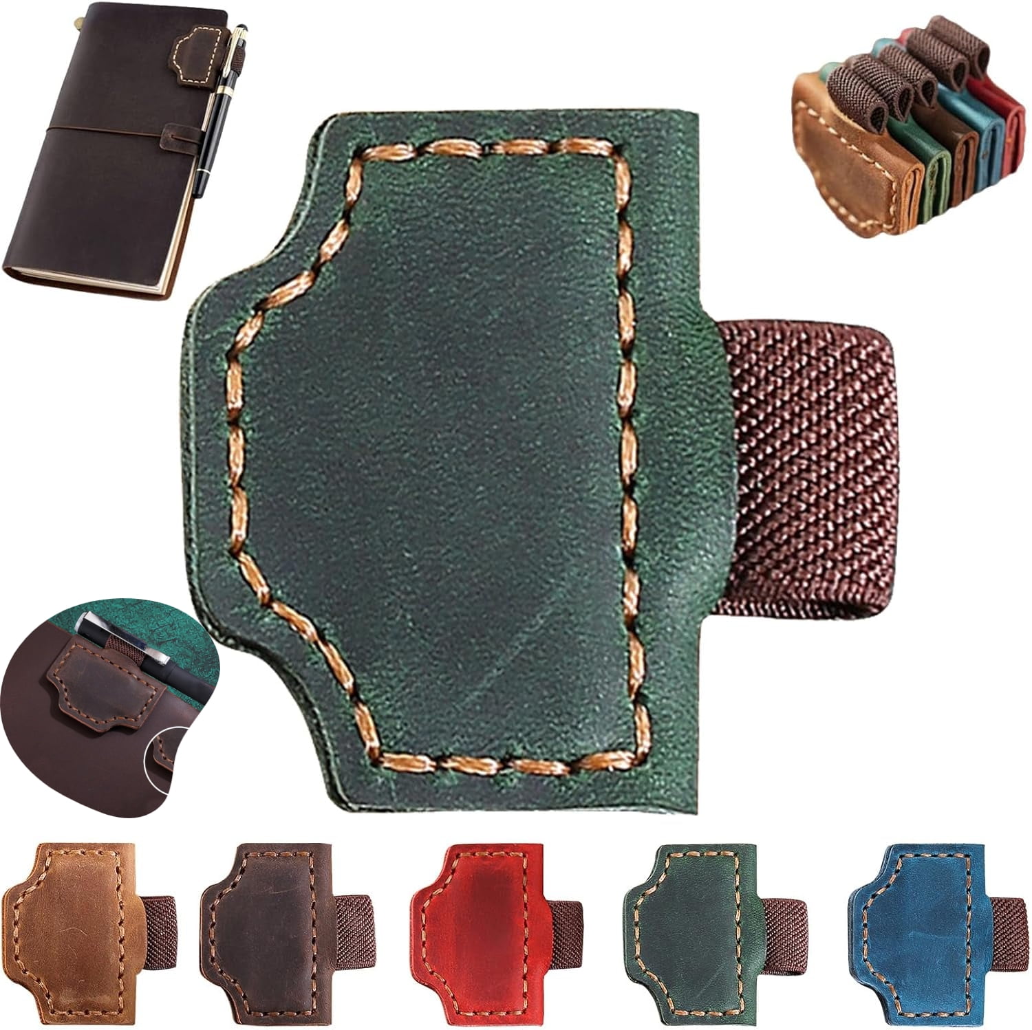 Bygone Mark Bookmark with Pen Holder, Personalized Magnetic Leather Pen ...