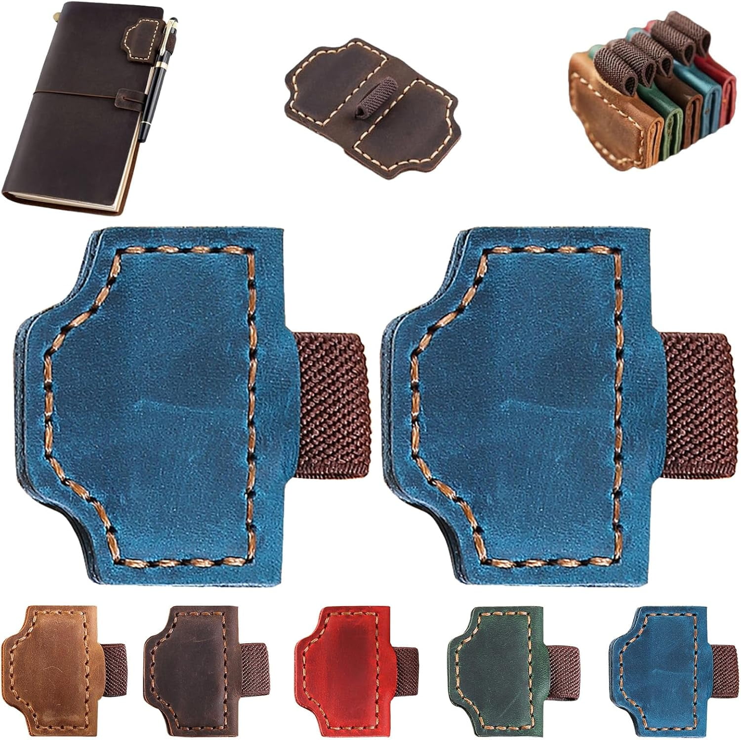 Bygone Mark Bookmark with Pen Holder, Personalized Magnetic Leather Pen ...