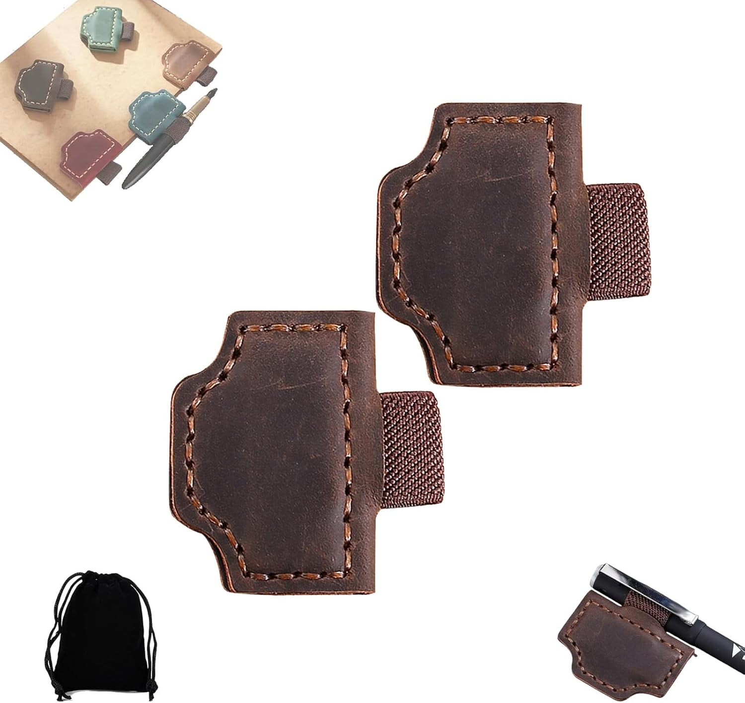 Bygone Mark Bookmark with Pen Holder, Personalized Magnetic Leather Pen ...