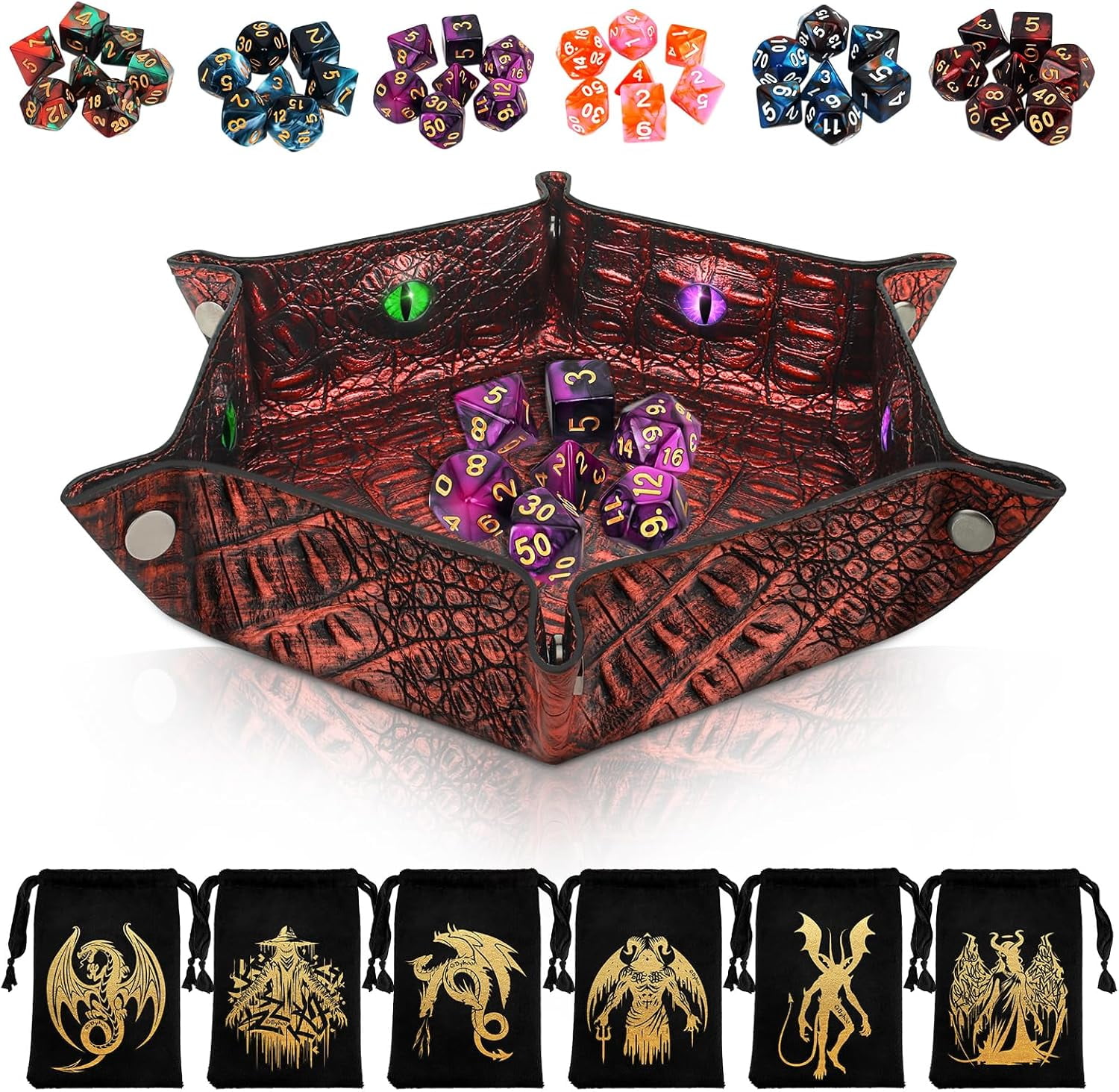 Byhoo DND Dice Set, 6 Sets Double-Colors Polyhedral Dice with 6 ...