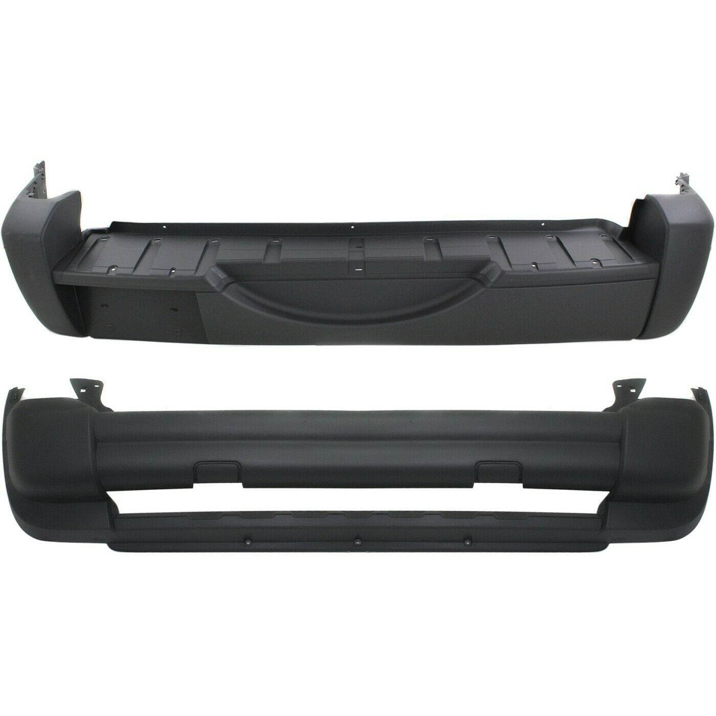 Byictpc 2pcs Front & Rear Textured Plastic Bumper Cover Facials w/o Tow ...