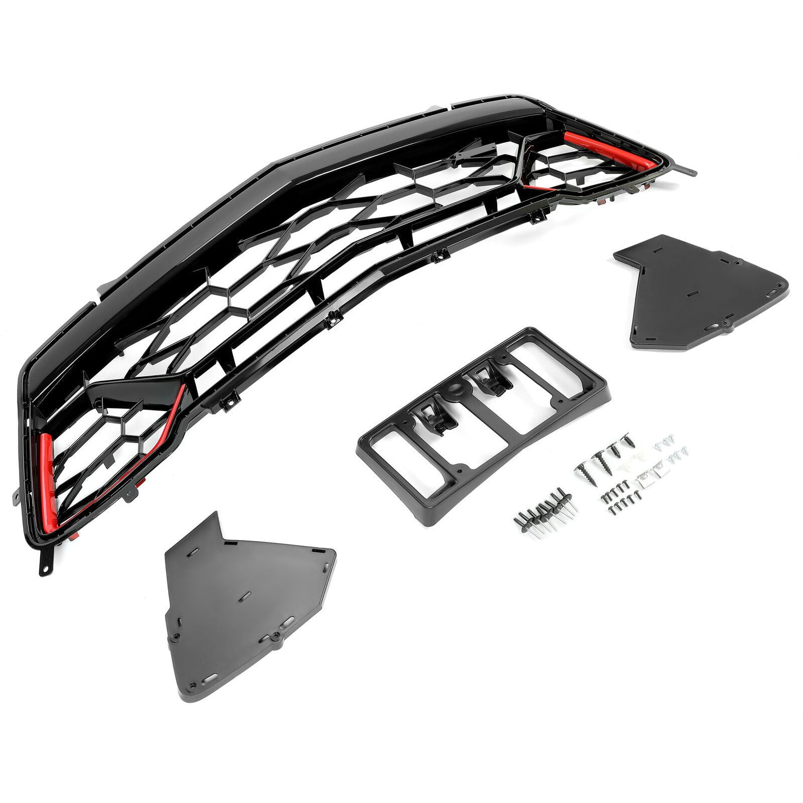 Byictpc for Chevy for Camaro 2016-2018 Lower Grille Black Red Plastic ...