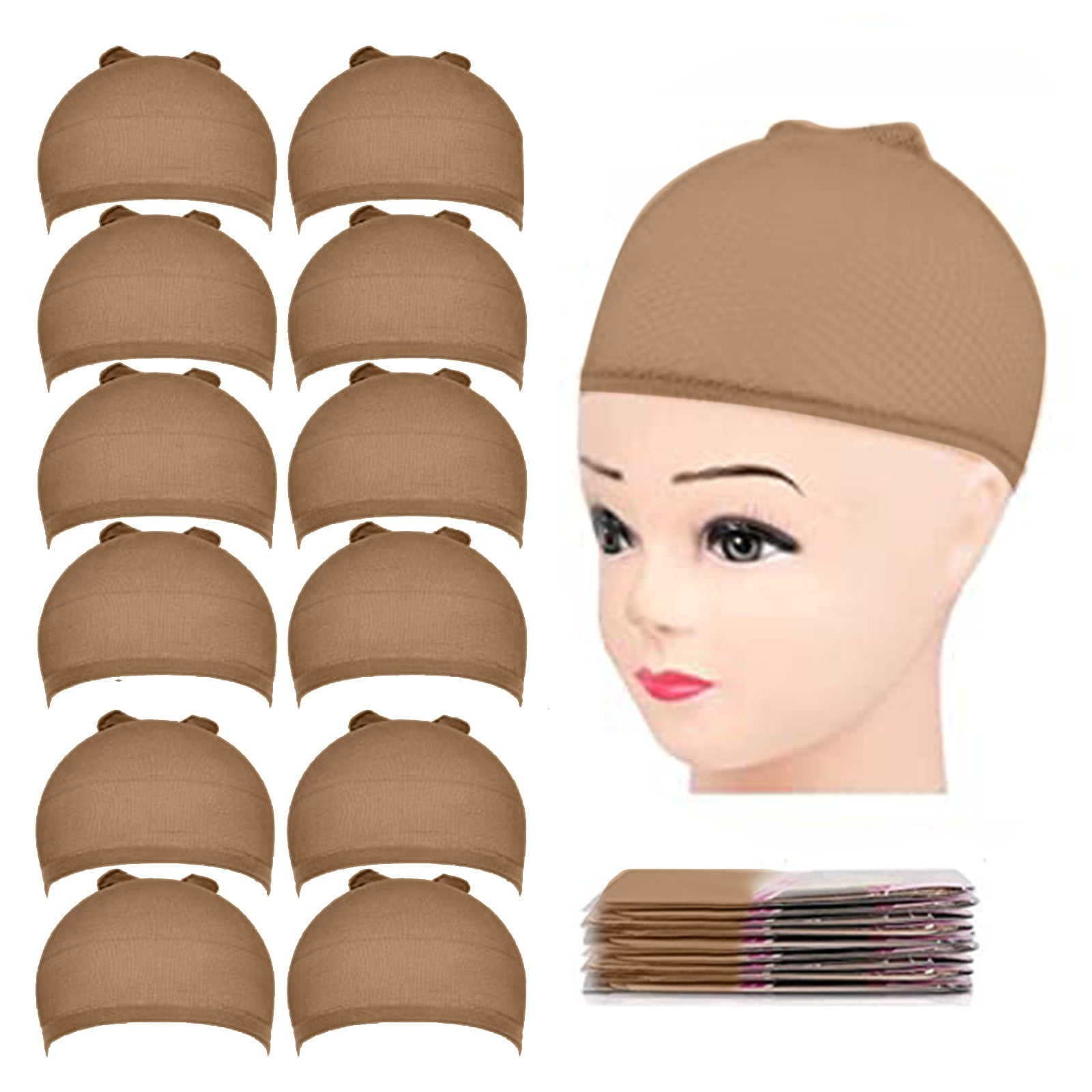 Cyber_Monday Deals! Byikun 12-Pack Light Brown Hair Mesh Wig Cap - 6.5 ...