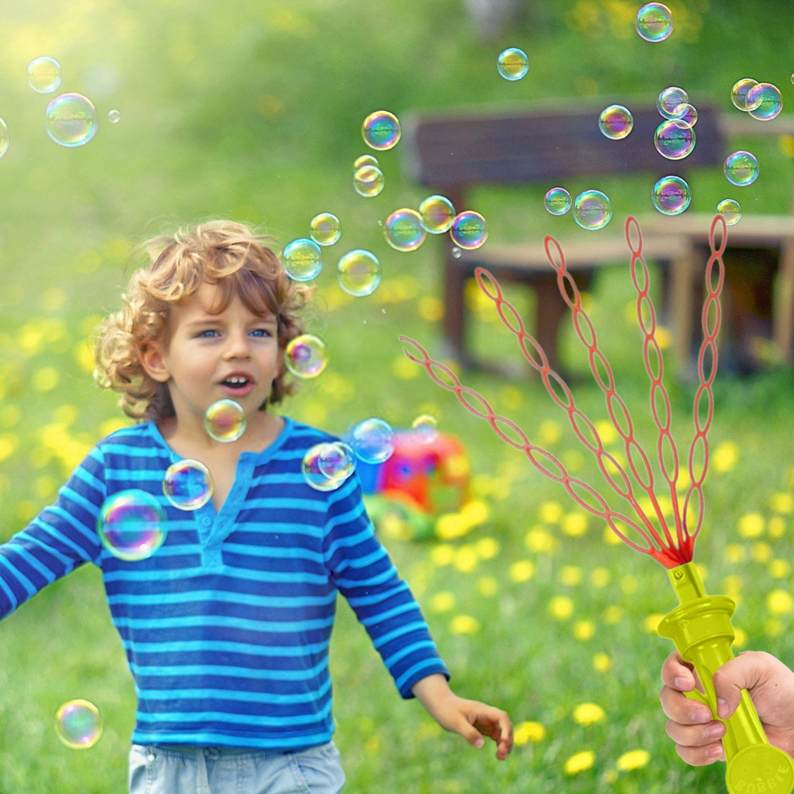 Byikun 35-Hole Smiling Face Bubble Wand Toy - Fun Outdoor Activity for ...