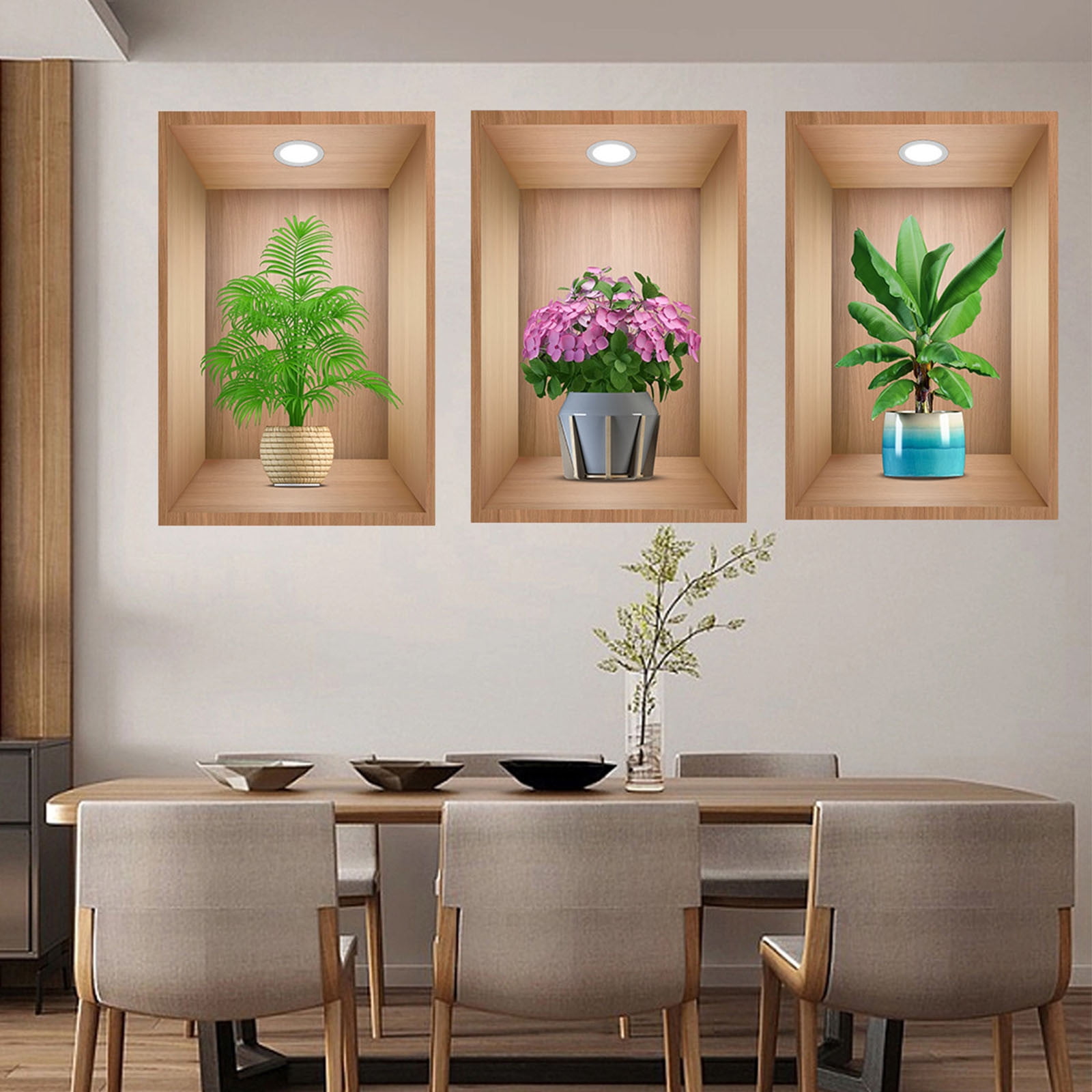 Byikun 3D Potted Plant Wall Decals - Peel & Stick Flower Mural Stickers ...