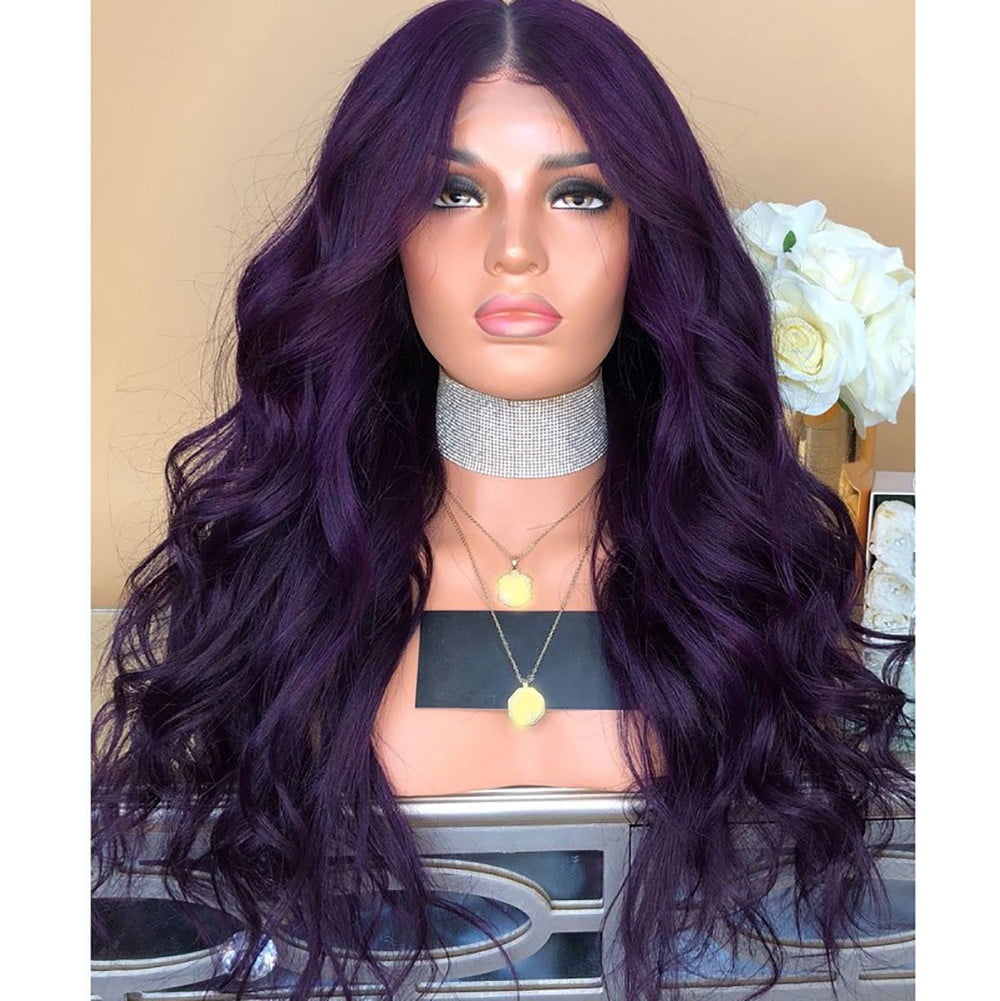 Byikun 70CM Natural Purple Long Curly Party Wig 1 Wig High Temperature ...