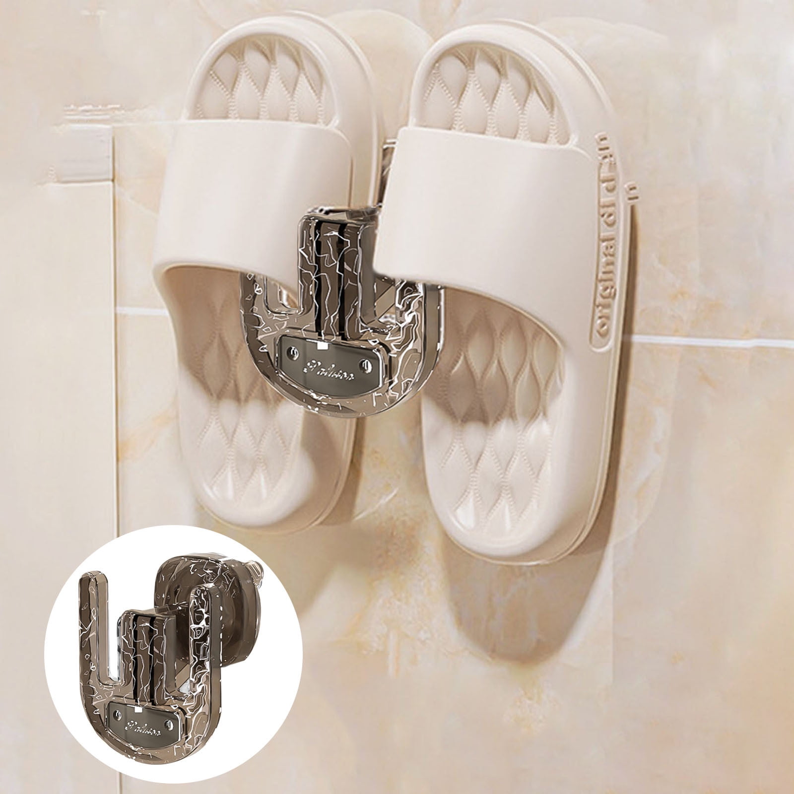 Byikun Adhesive Shoe Hooks Round Corner Slipper Rack Wall Mounted ...