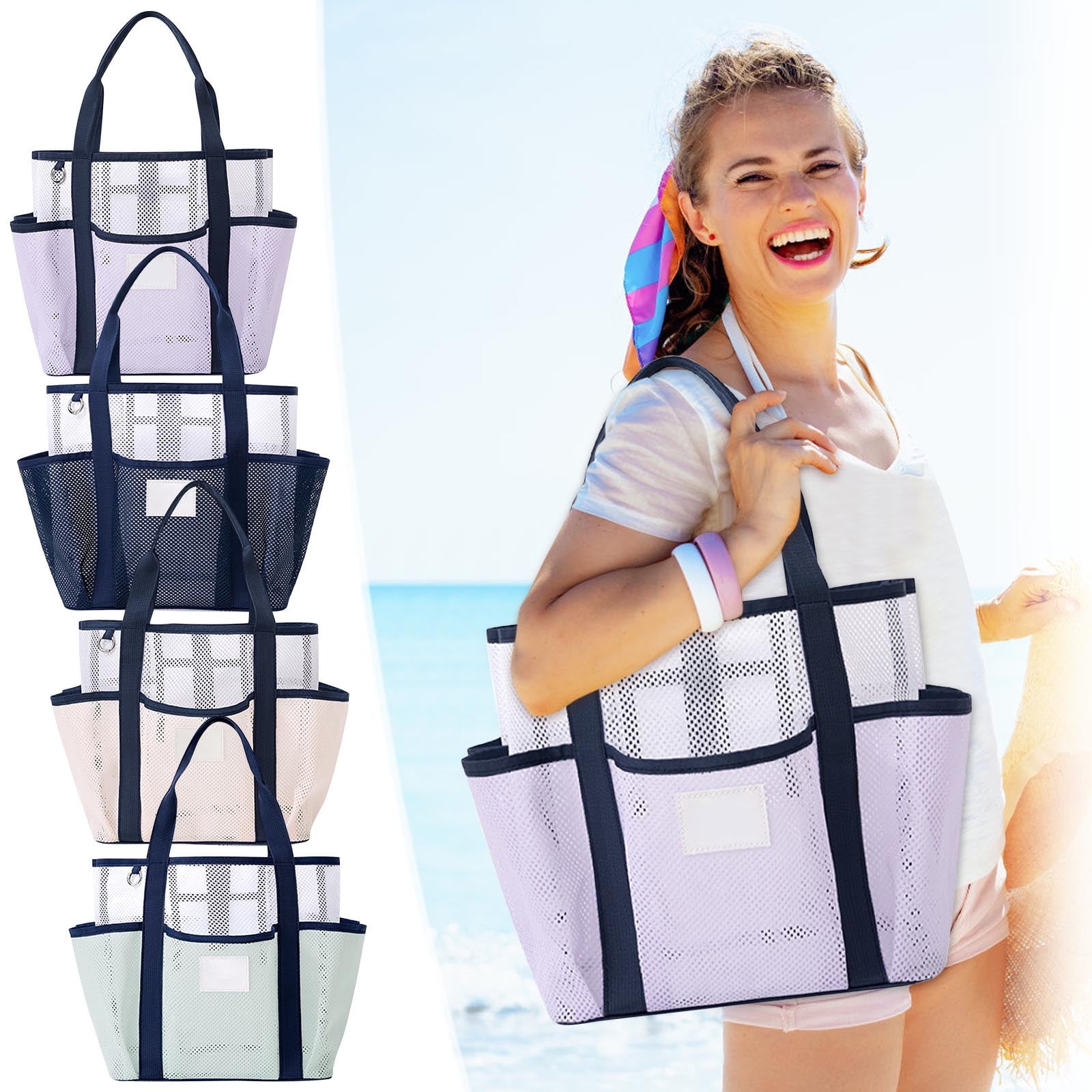 Byikun Beach Bag, Large Capacity Travel Shoulder Swimwear Storage ...