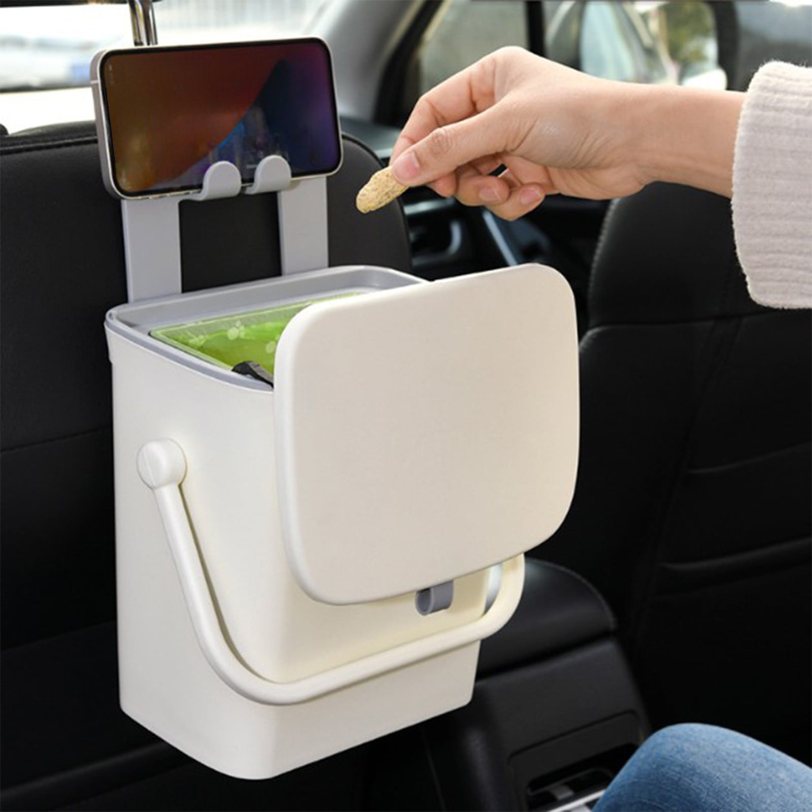 Byikun Car Trash Can For Car Front And Rear Seats With Cover Storage ...