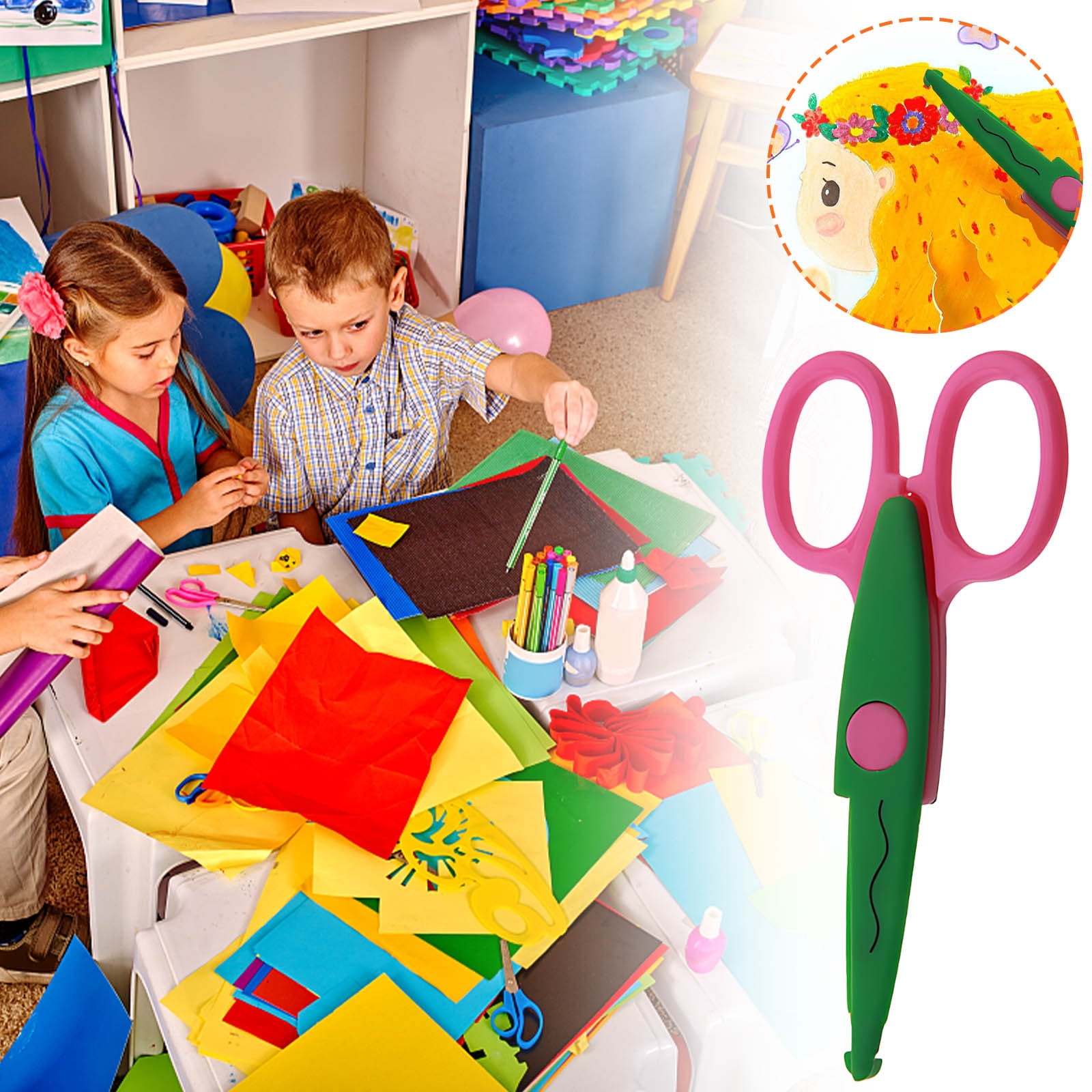 Byikun Creative Scissors, Unique Edge Paper Craft Tool, Safe Kids Art ...