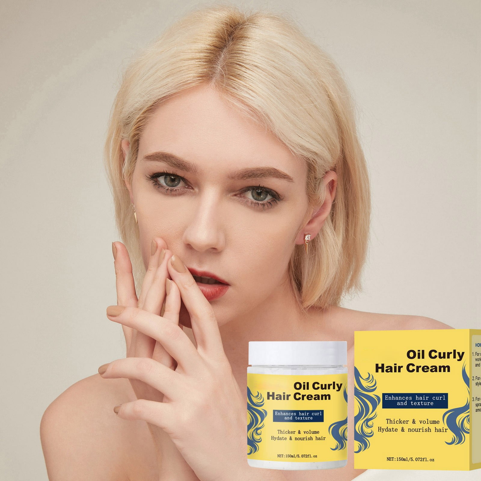 Byikun Curl Cream, Bouncy Curls Hair Gel, Long-lasting Hold Styling ...