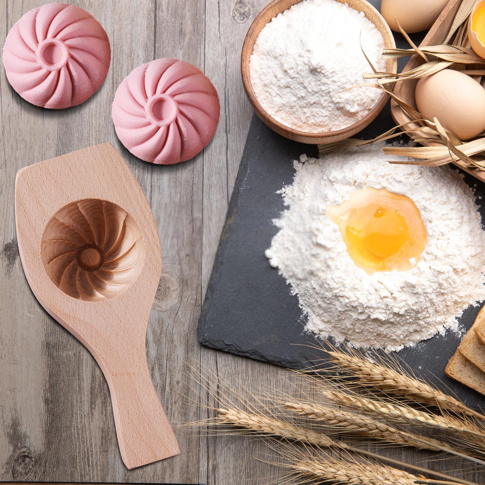 Byikun Diy Cake Mould, Beautiful Flower Pattern Wooden Tool, Non-Stick ...