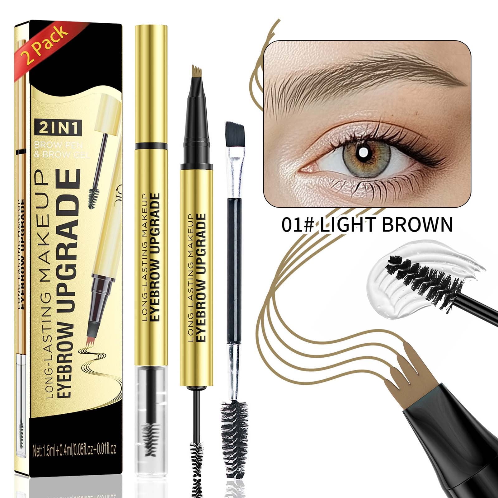 Byikun Eyebrow Pencil, Curved Tip Hair Stroke Pen, Natural Look Brow ...