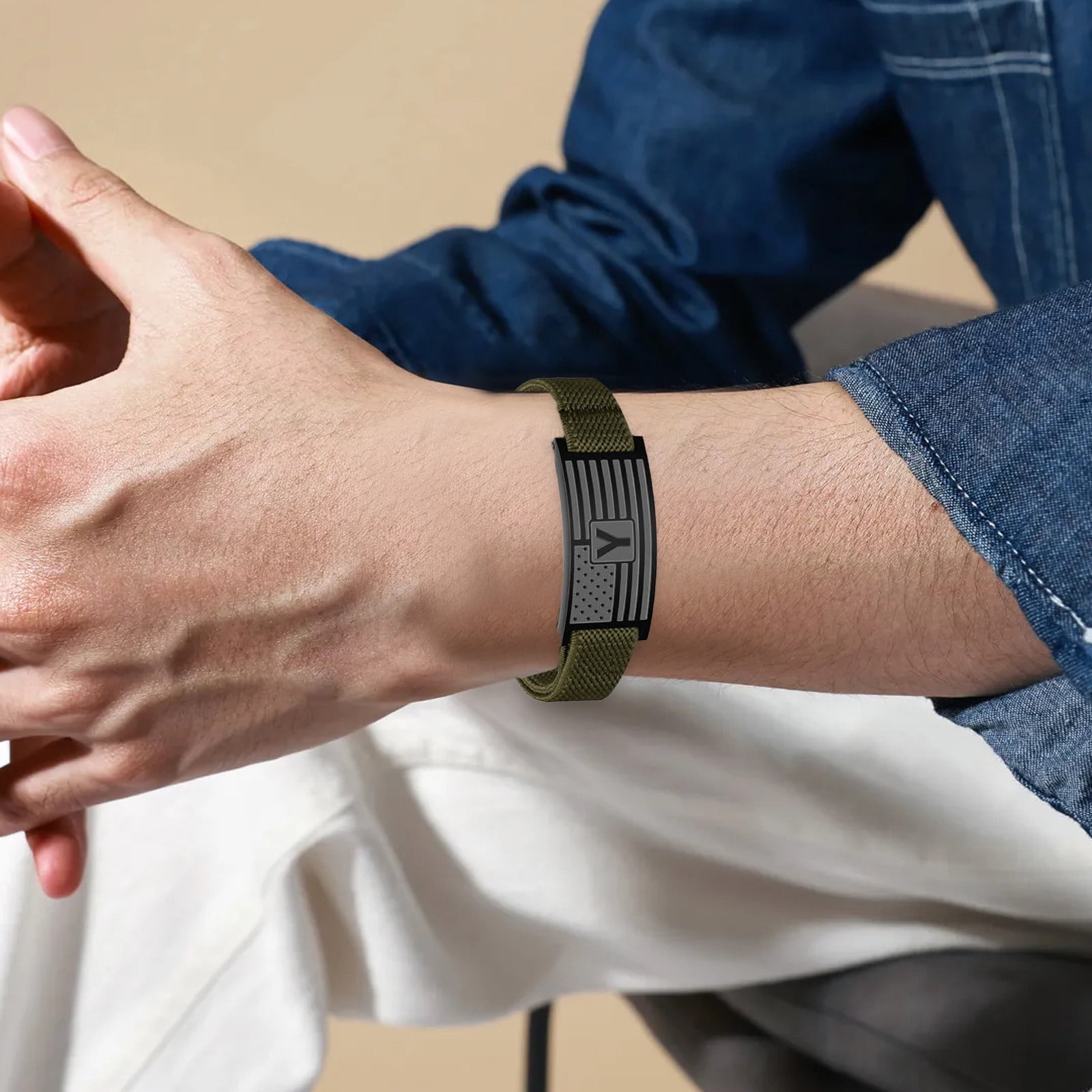 Byikun Flag Initial Bracelet For Men Boys Adjustable Elastic Stretch ...