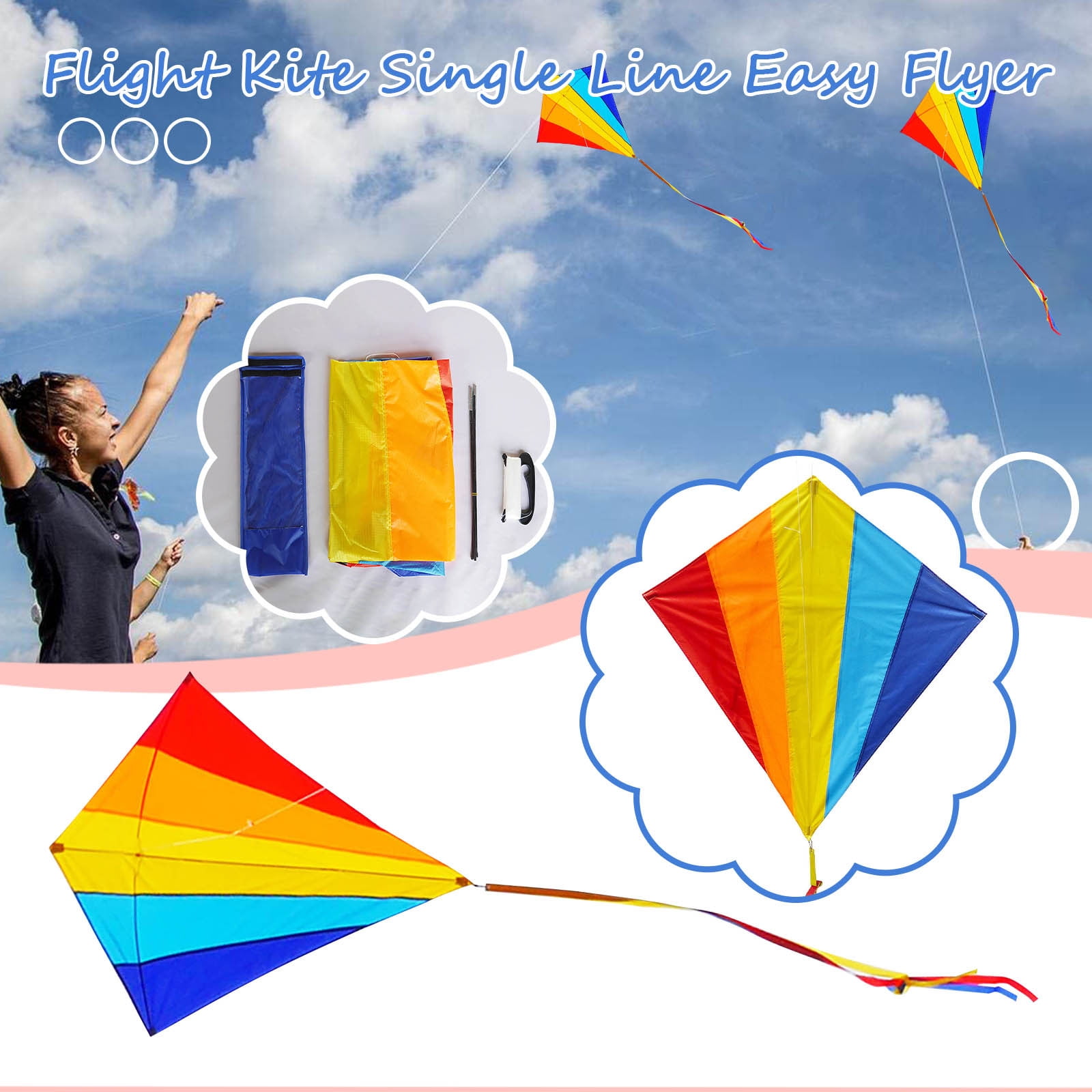 Byikun Flight Kite Easy Flyer Large Colourful Outdoor Activities in ...