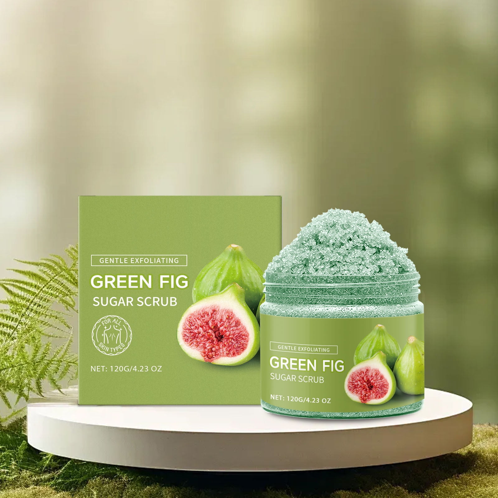 Byikun Green Fig Scrub, Gentle Exfoliation Sugar Polish, Hydrating ...