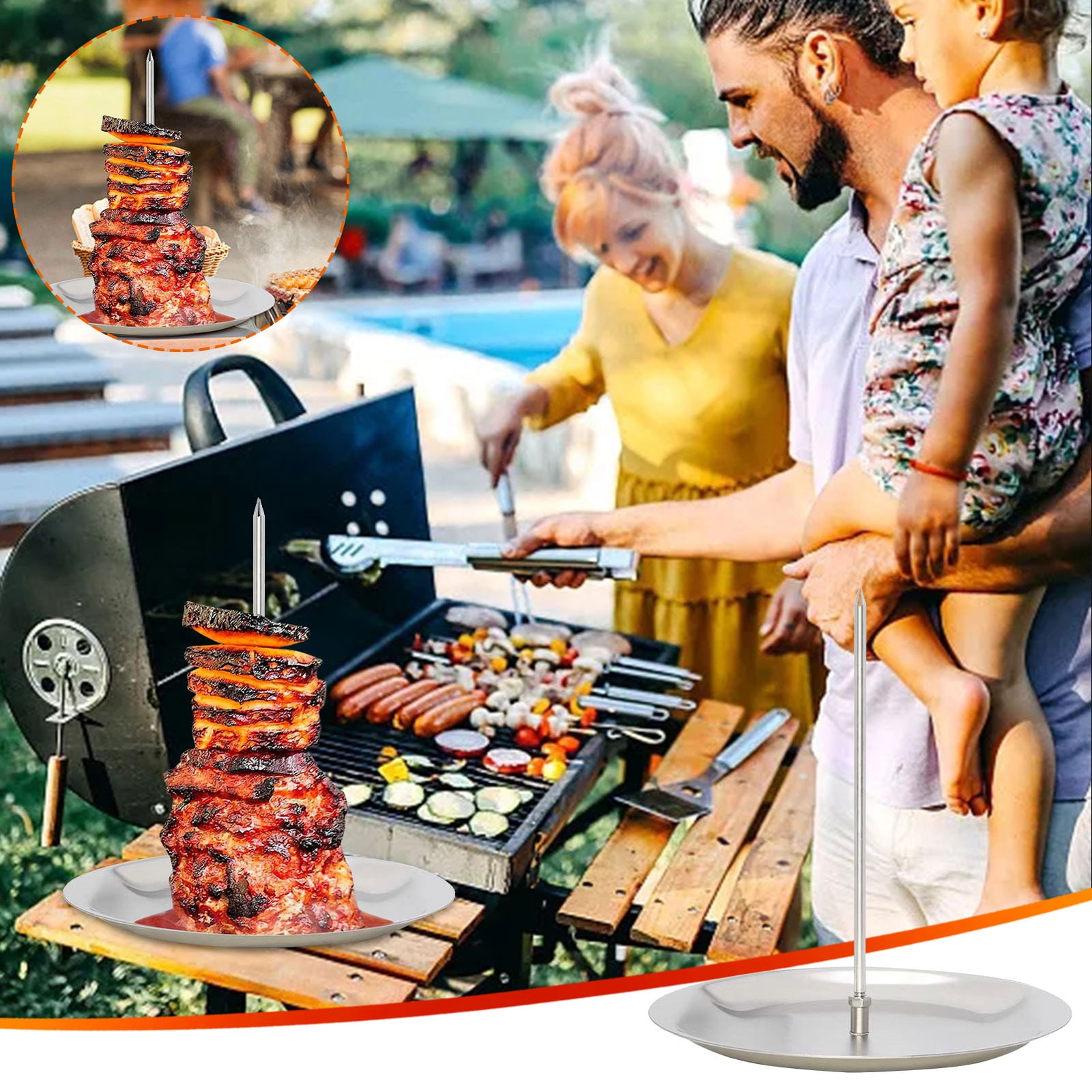 Byikun Grill Skewers, Stainless Steel Kebab Set, No Drip Bbq Tray ...
