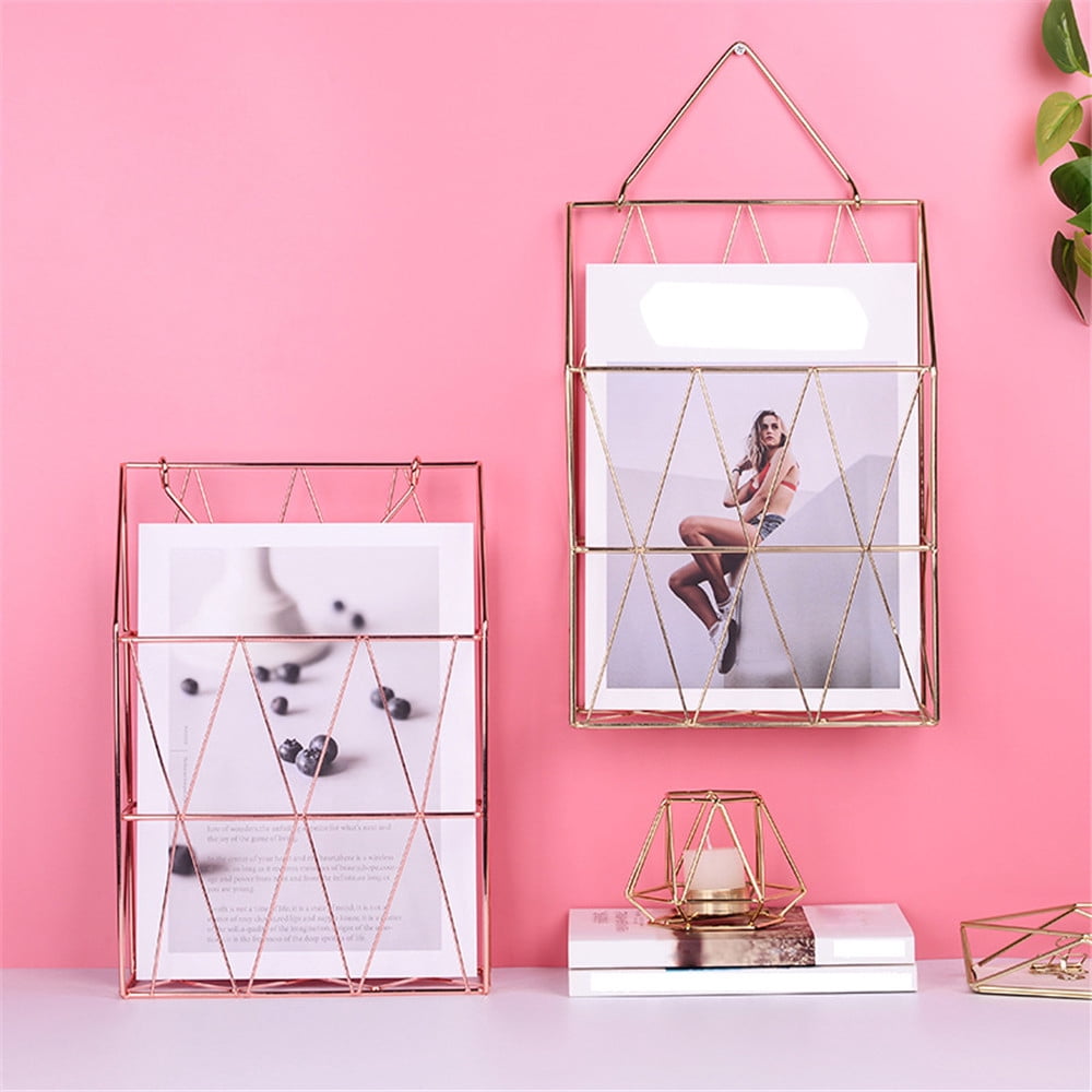 Byikun Iron Storage Basket, Wall Hanging Storage Magazine Newspaper ...