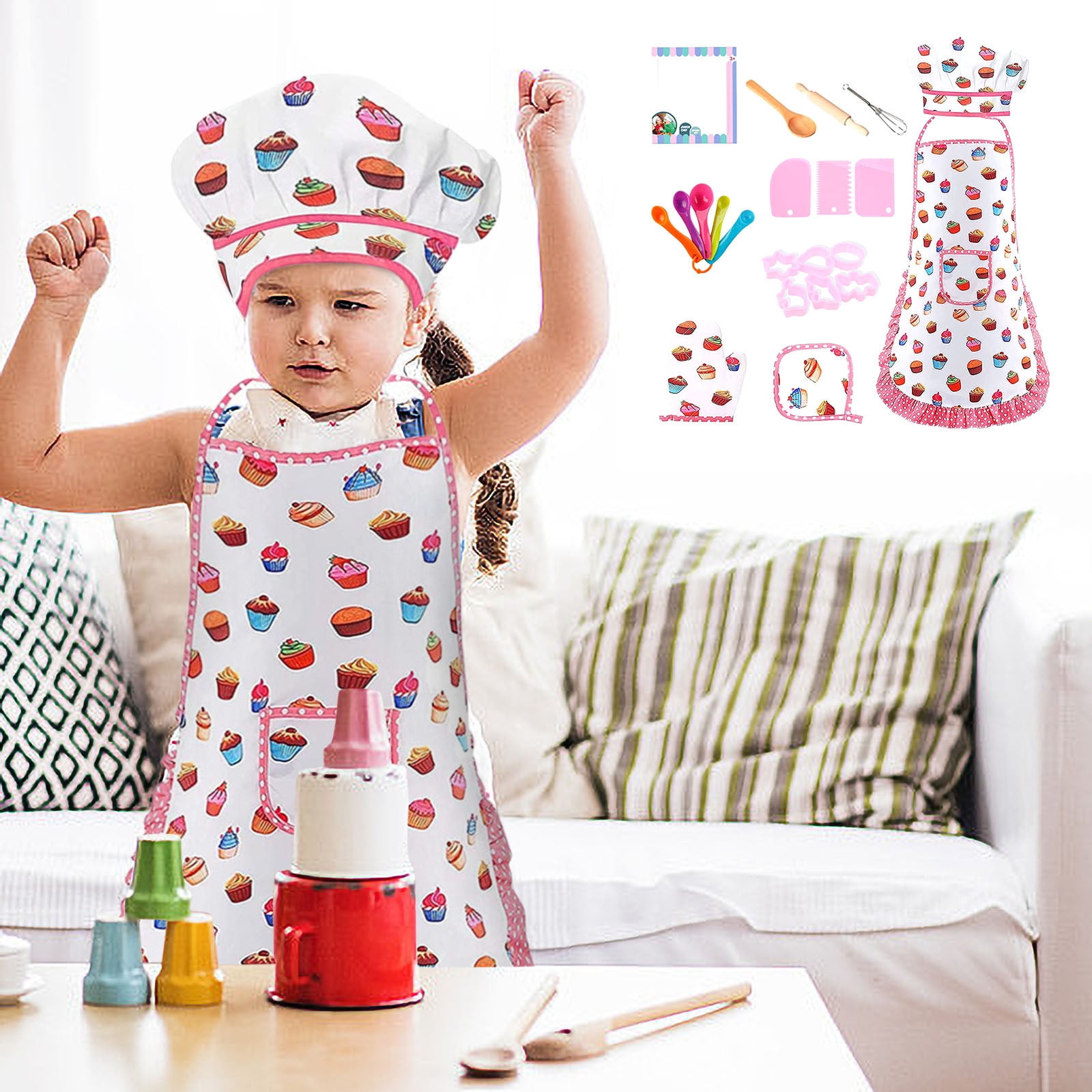 Byikun Kids Cooking And Baking Set Kitchen Costume Pretend Role Play ...