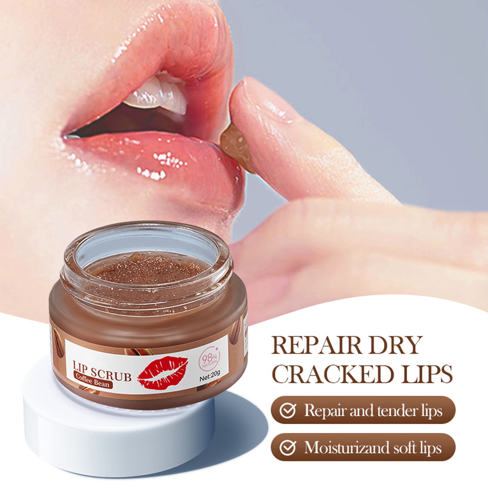Byikun Lip Scrub, Coffee Bean recipe Lip Exfoliator, Gentle Polish even ...