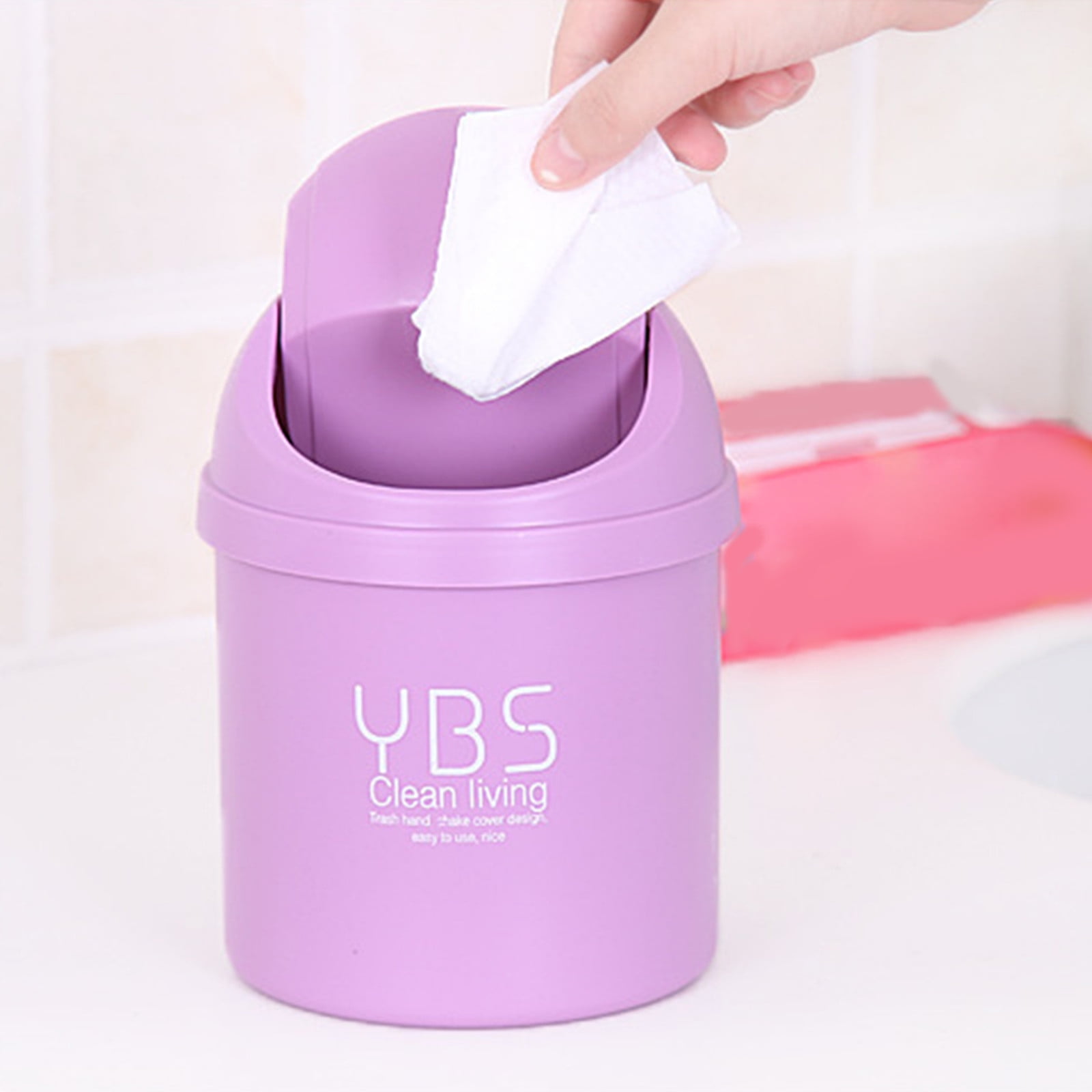 Byikun Mini Desktop Trash Can Home Kitchen Desk Trash Can With Lid ...