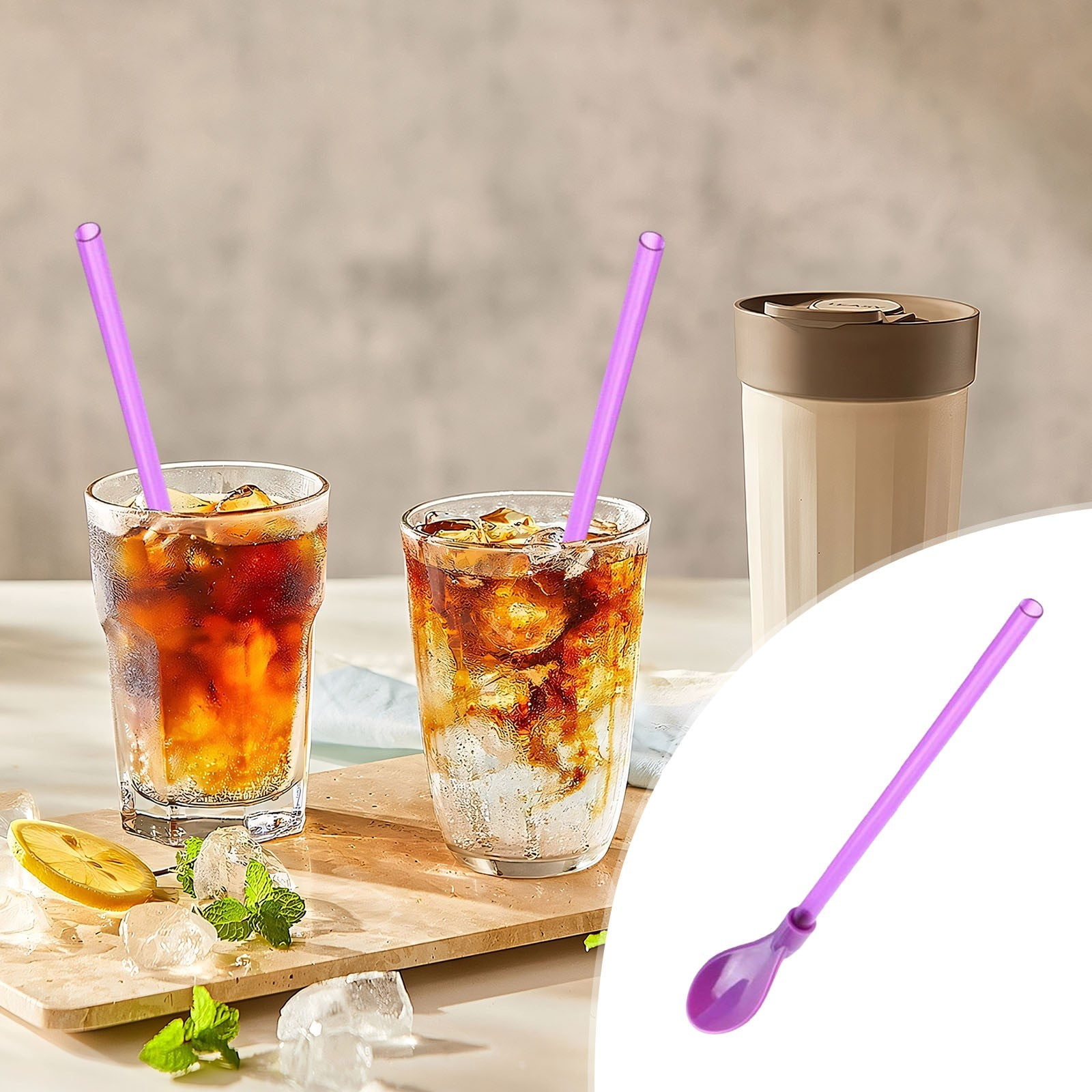 Byikun Multifunction Spoon Straw, Reusable Spoon, Set of 5 Plastic ...