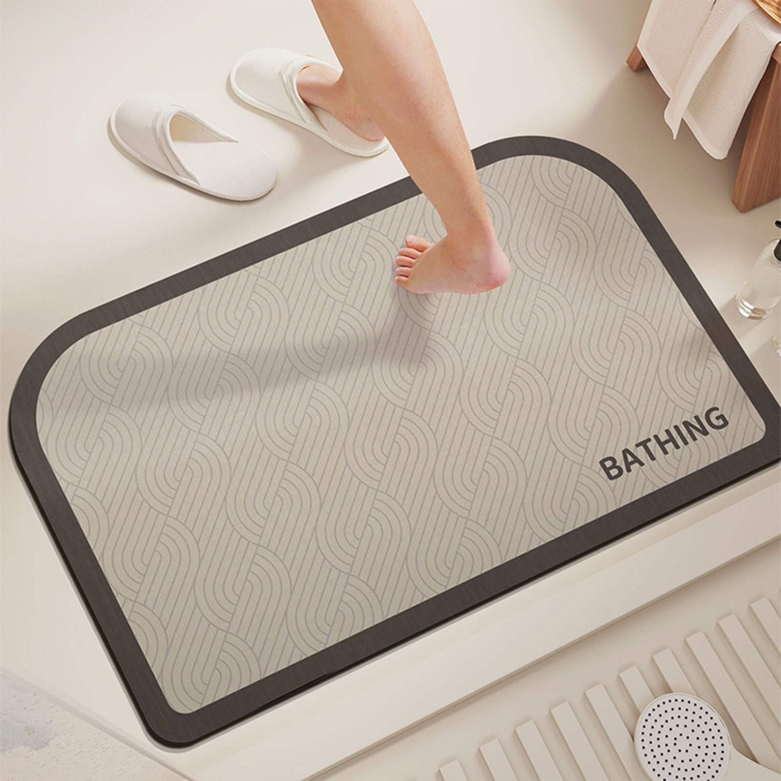 Byikun Non-Slip Diatomite Bath Mat – Ultra Absorbent Quick-Dry Floor ...
