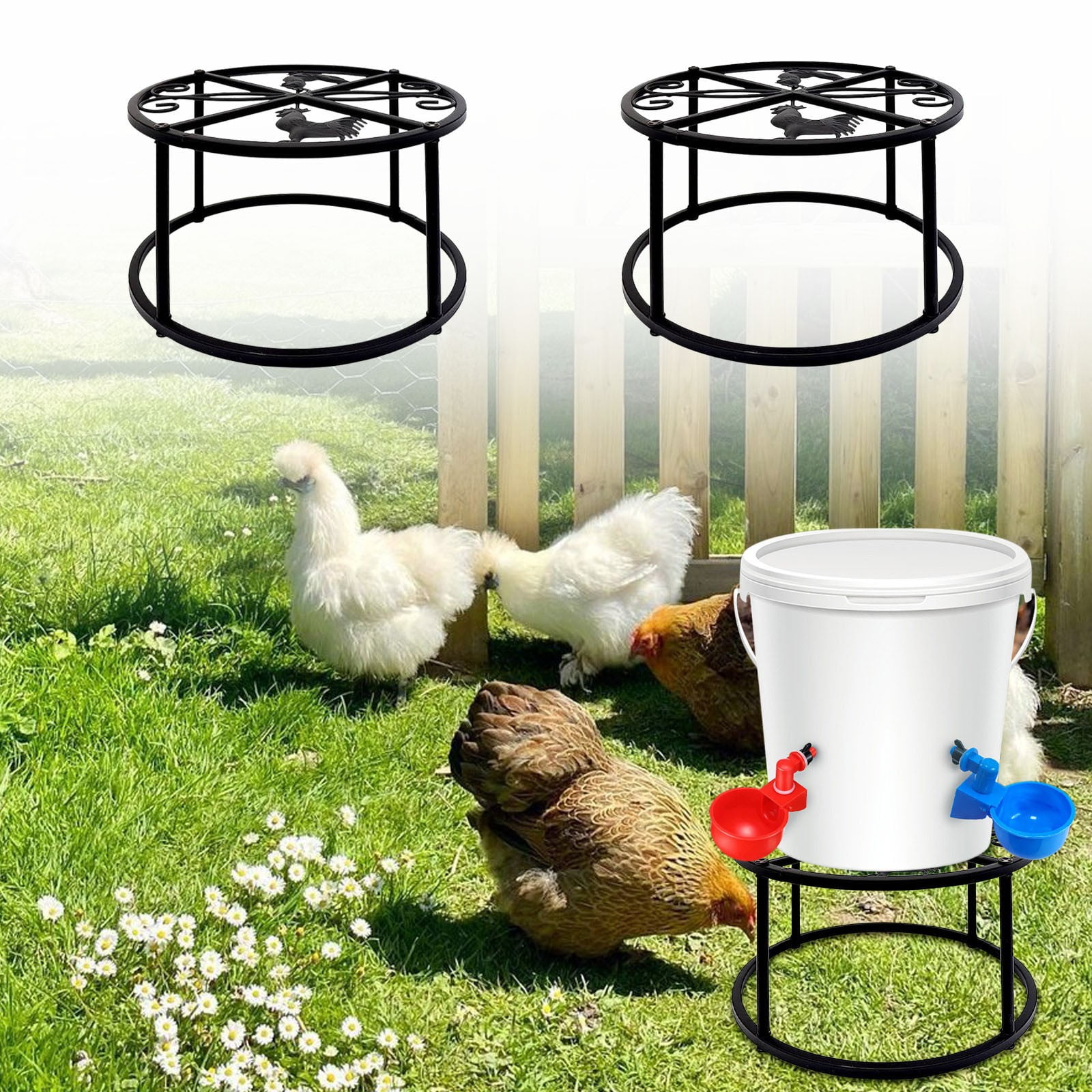 Byikun Outdoor Chicken Feed Feeding Stand Metal Floor Small Flower Rack ...