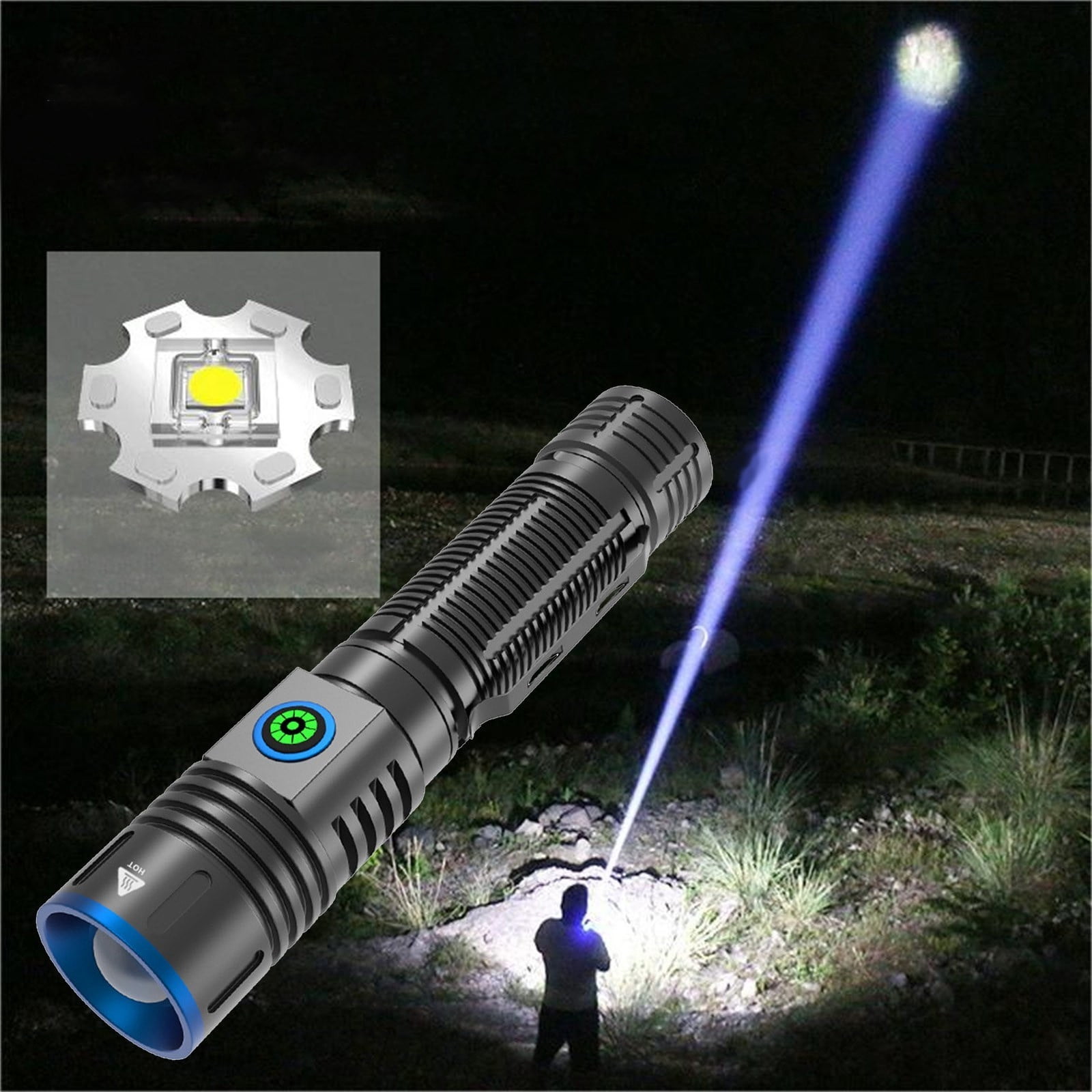 Yuanzi Outdoor Flashlight, High Brightness Rechargeable Torch, Portable ...