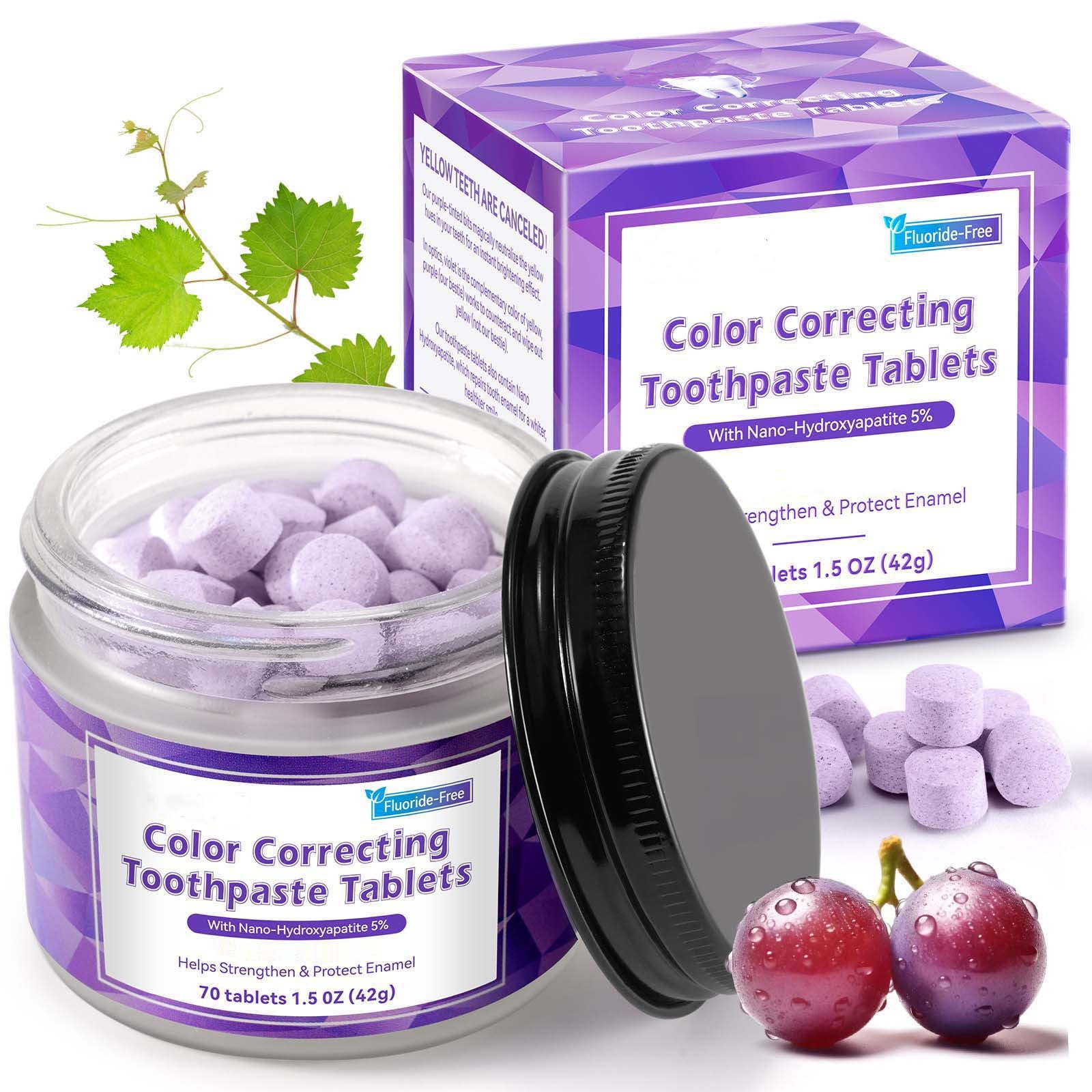 Byikun Purple Toothpaste Tablets, LIGHTENING Stain Removal Mint Tabs ...