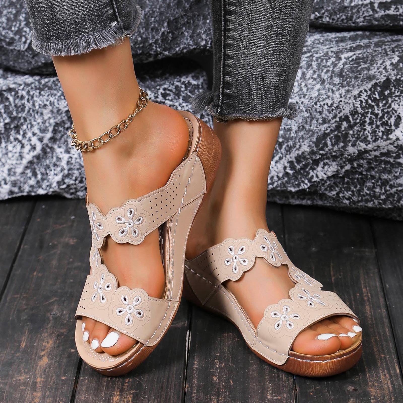 Byikun Sandals Women Comfort Narrow Hidden Wedge Orthopedic Sandals for ...