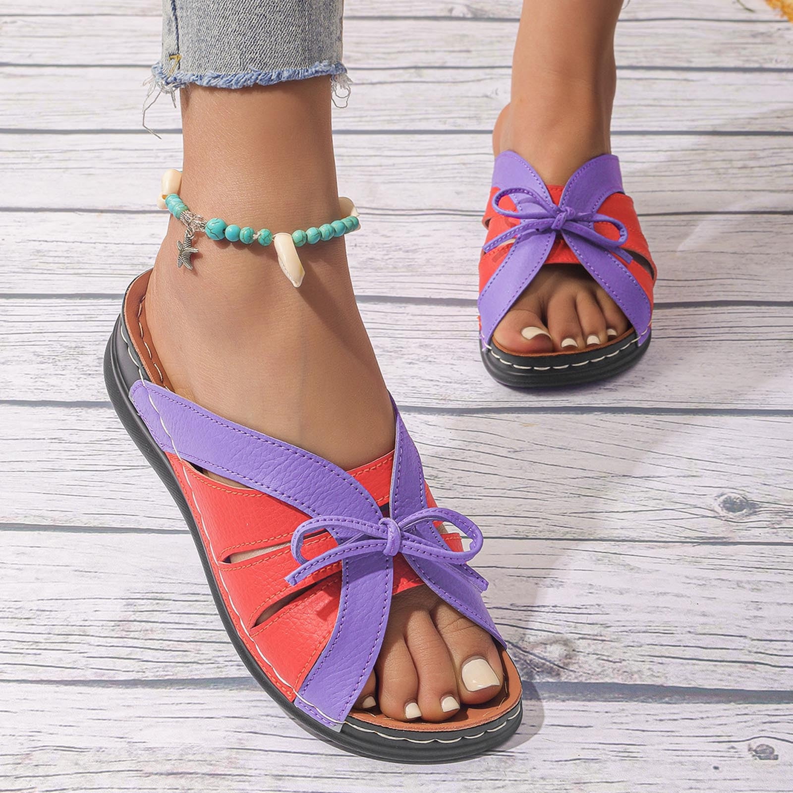 Byikun Sandals Women Comfortable Comfort Wide Micro-Wedge Wedge Sandals ...