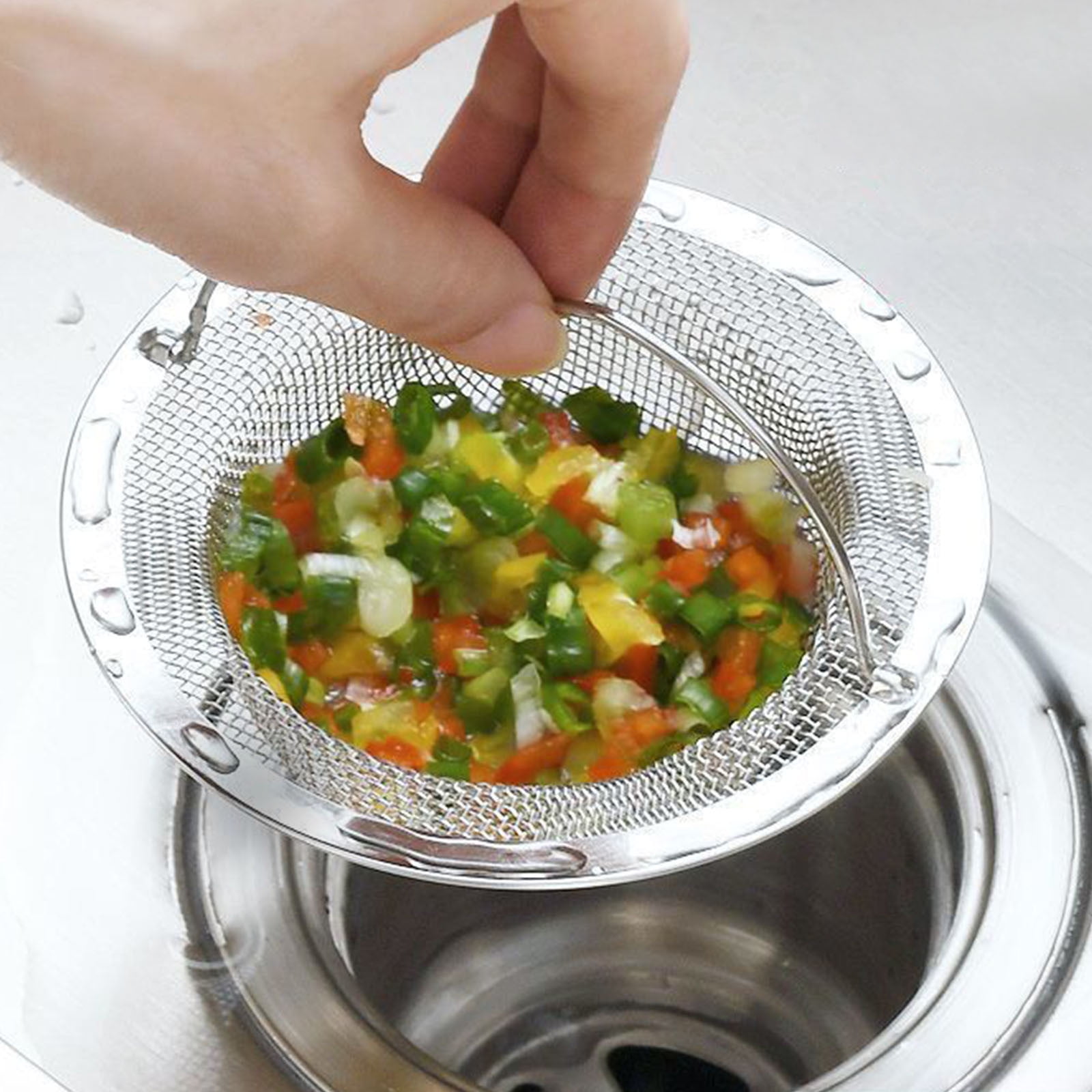 Byikun Stainless Steel Strainer, Rustproof Kitchen Sink Filter Mesh ...