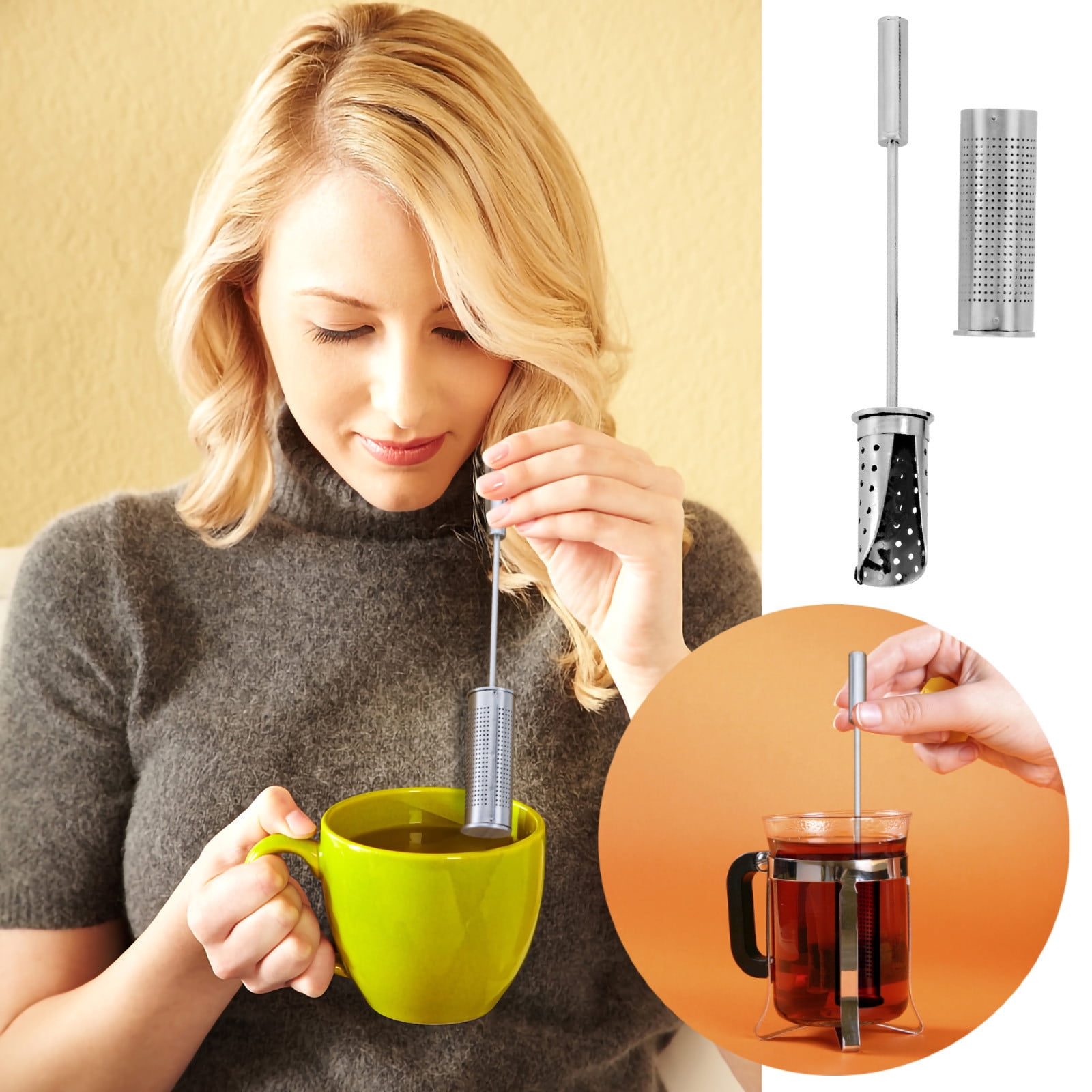 Byikun Tea Infuser, Stainless Steel Strainer Cup, Green Loose Leaf Tool ...