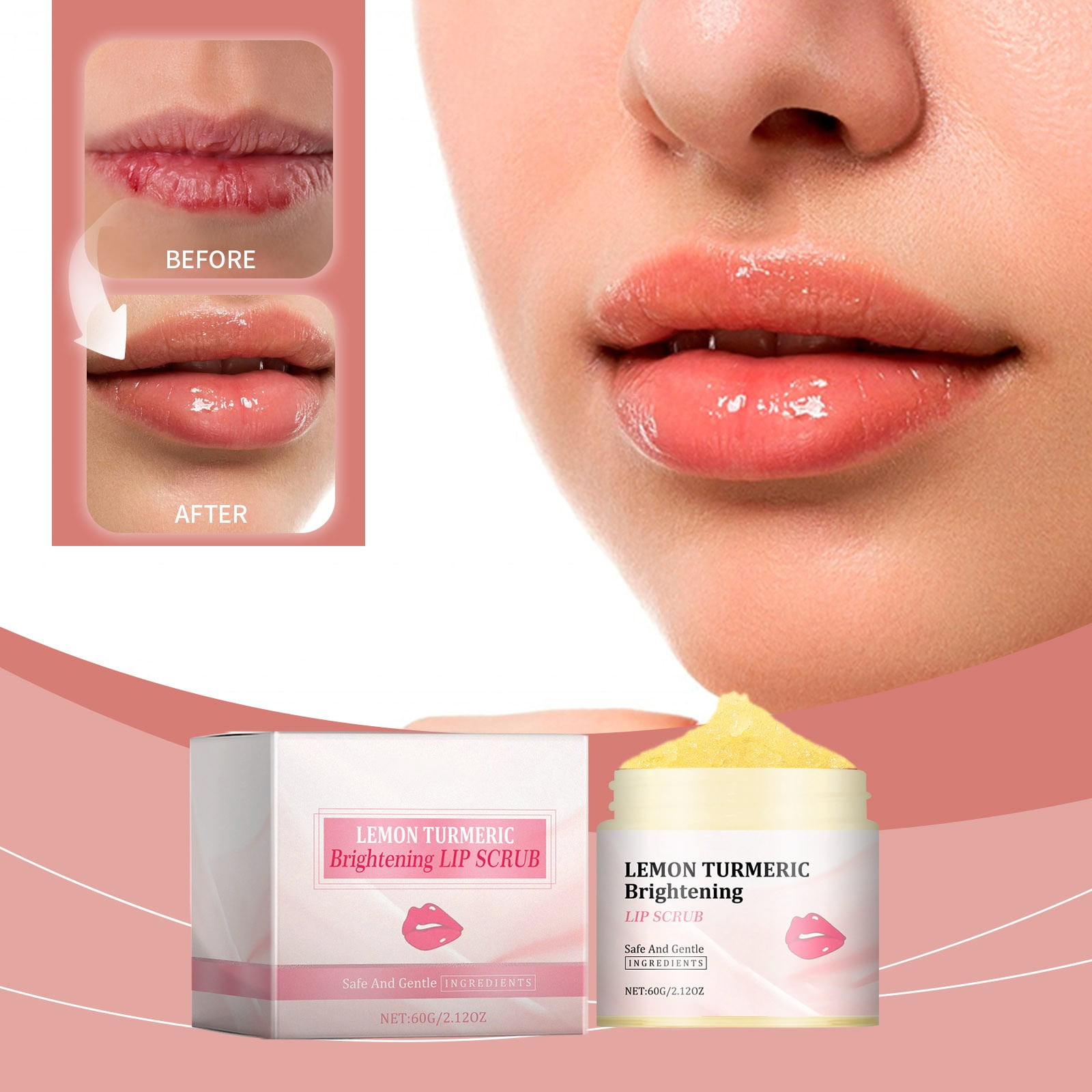 Byikun Turmeric Scrub, Gentle Exfoliate Lip Polisher, Brighten Natural ...