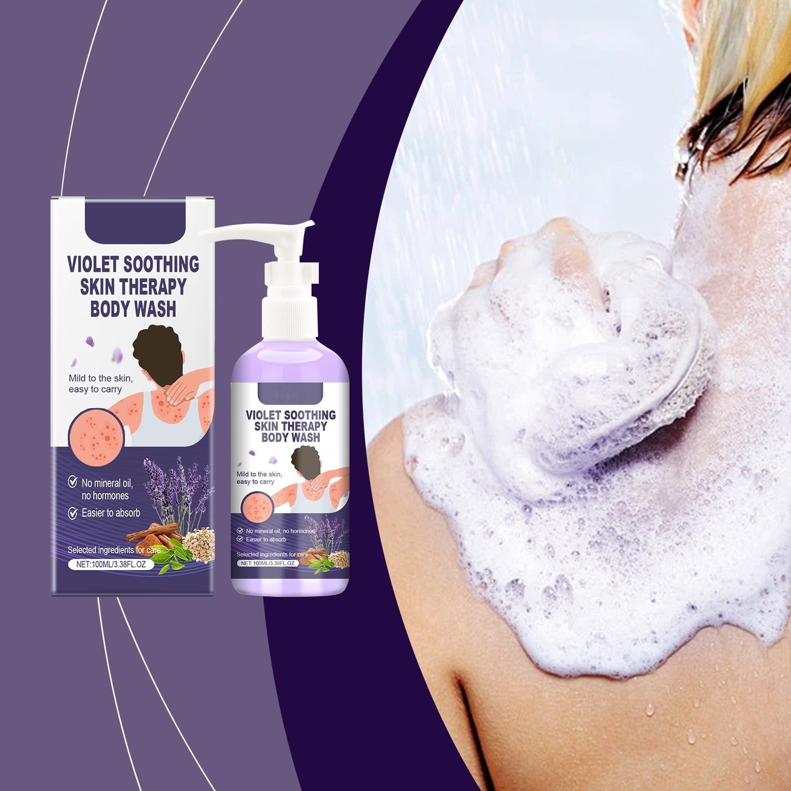 Byikun Violet Shower Gel, mild cleaning Body Wash, Back Skin Repair ...