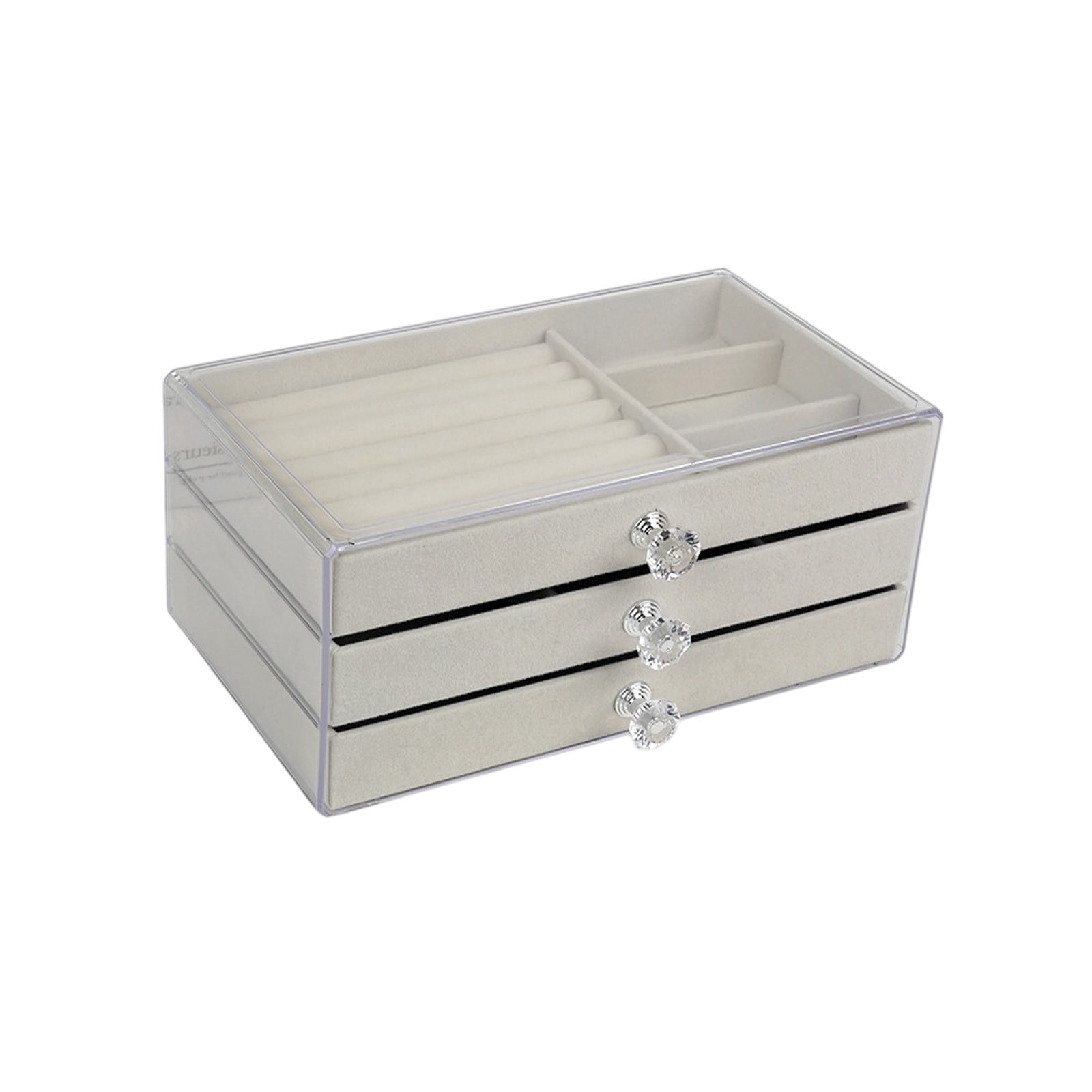 Byikun White & Gray Plastic Jewelry Organizer Box - 22X13X10.5Cm ...