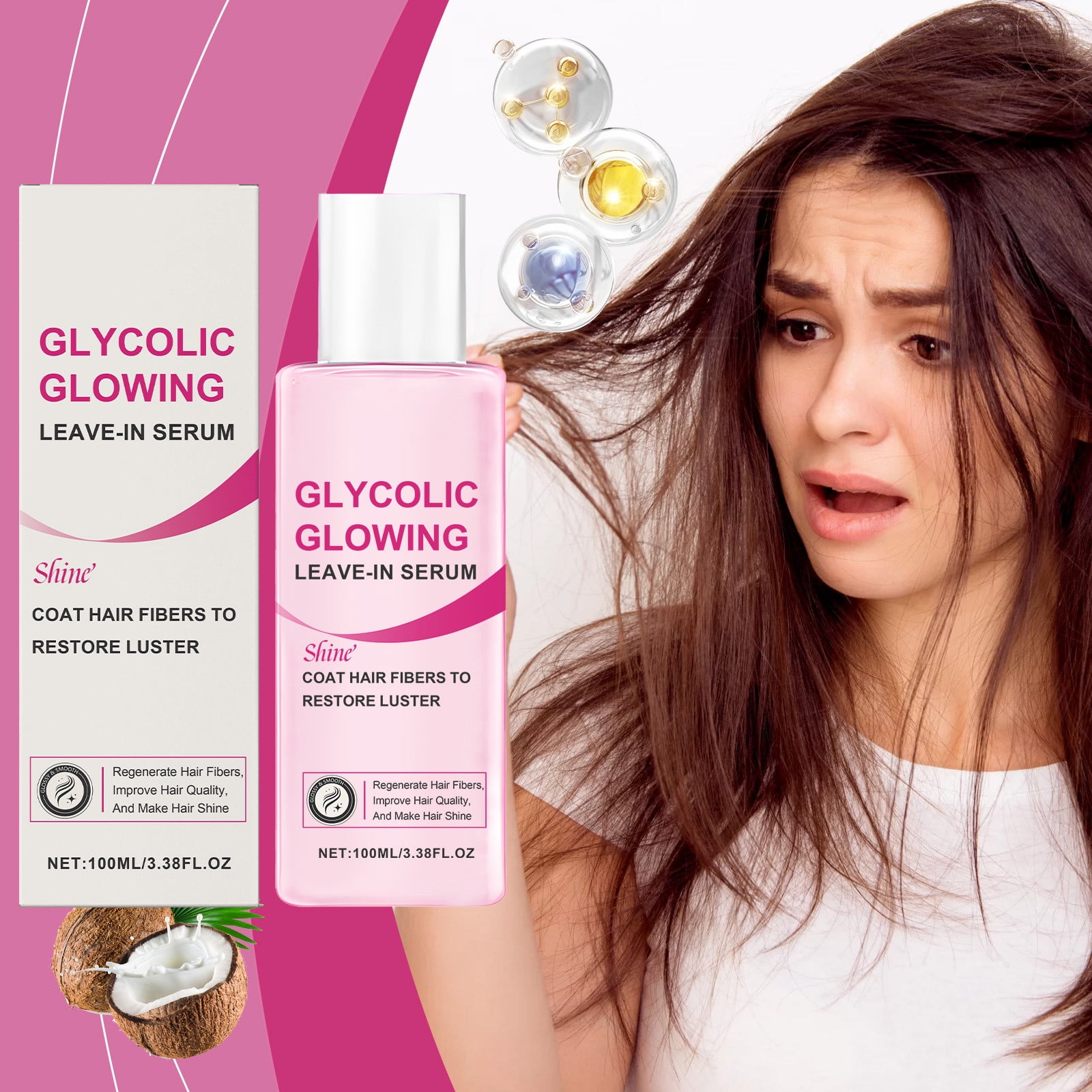 Byikun emit Serum, Glycolic Hair cure, Frizz Control Leave-In Cream ...