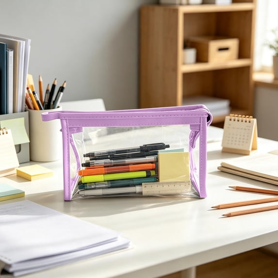 Byndra Transparent PVC Stationery Bag, Large Capacity Clear Pen Pouch ...