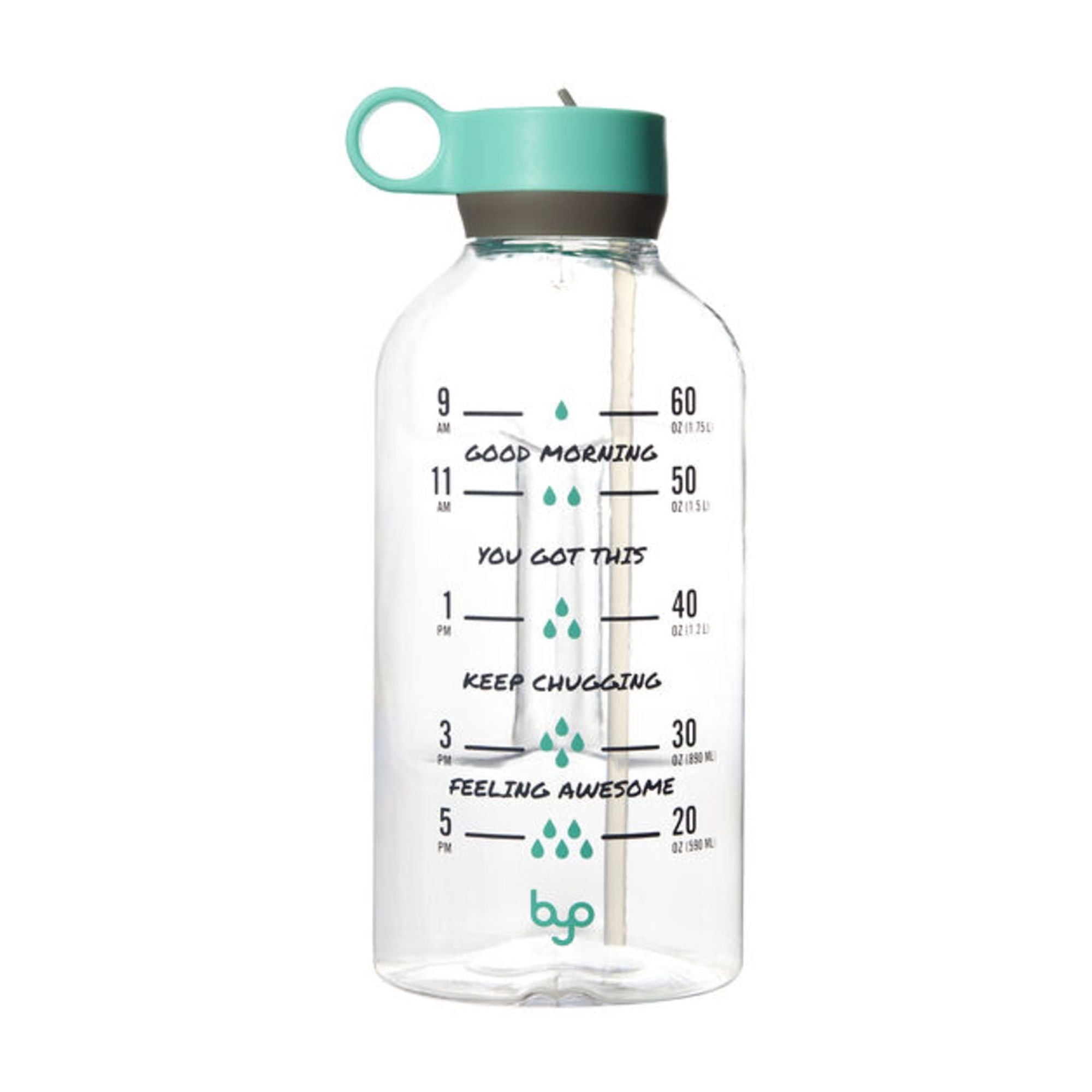 Byo 74 Oz Tritan Motivational Bottle with Straw (Mint) - BPA-Free ...